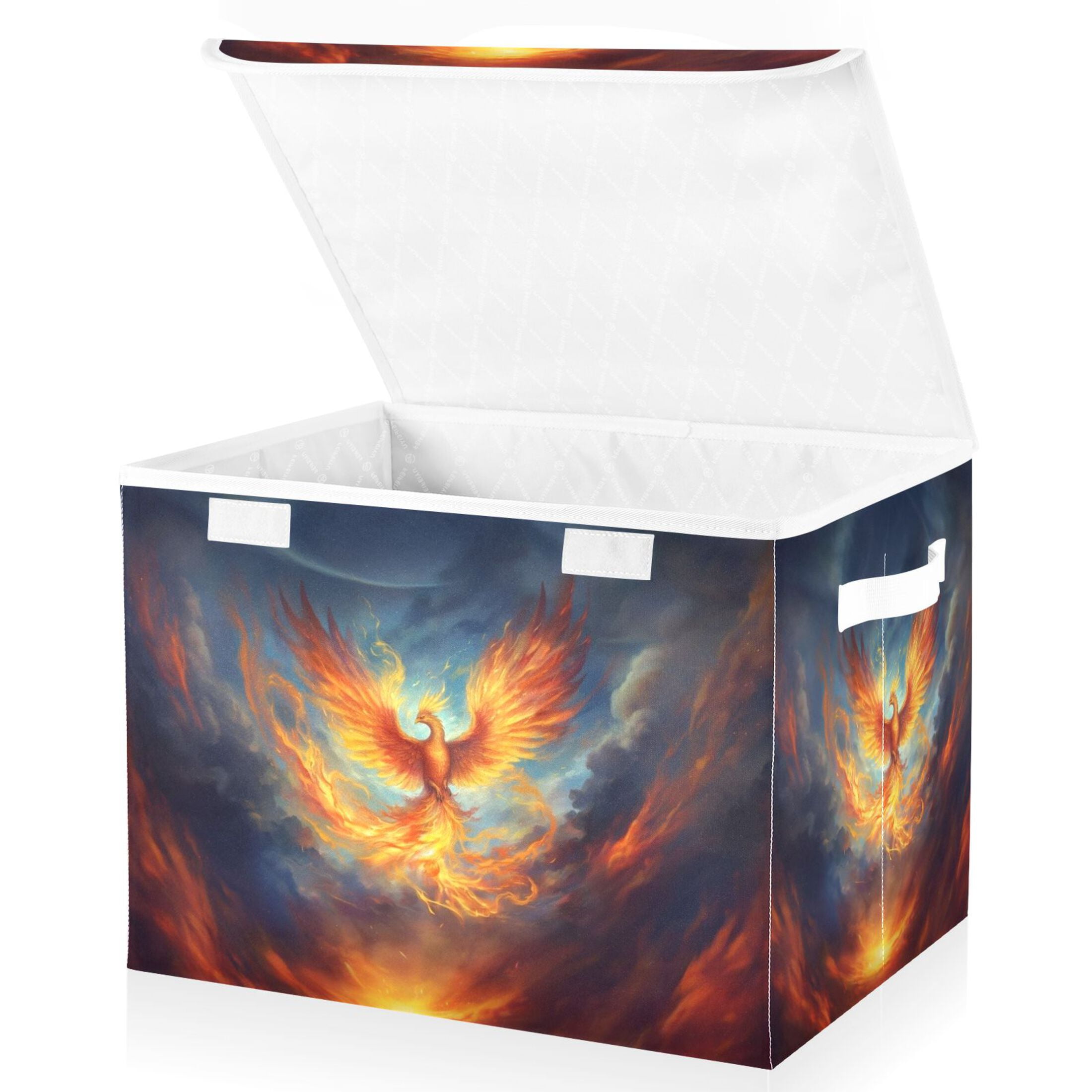 Large Lidded Foldable Storage Baskets Cubes Boxes Lids Bin for Home Bedroom Office Phoenix Cool ...