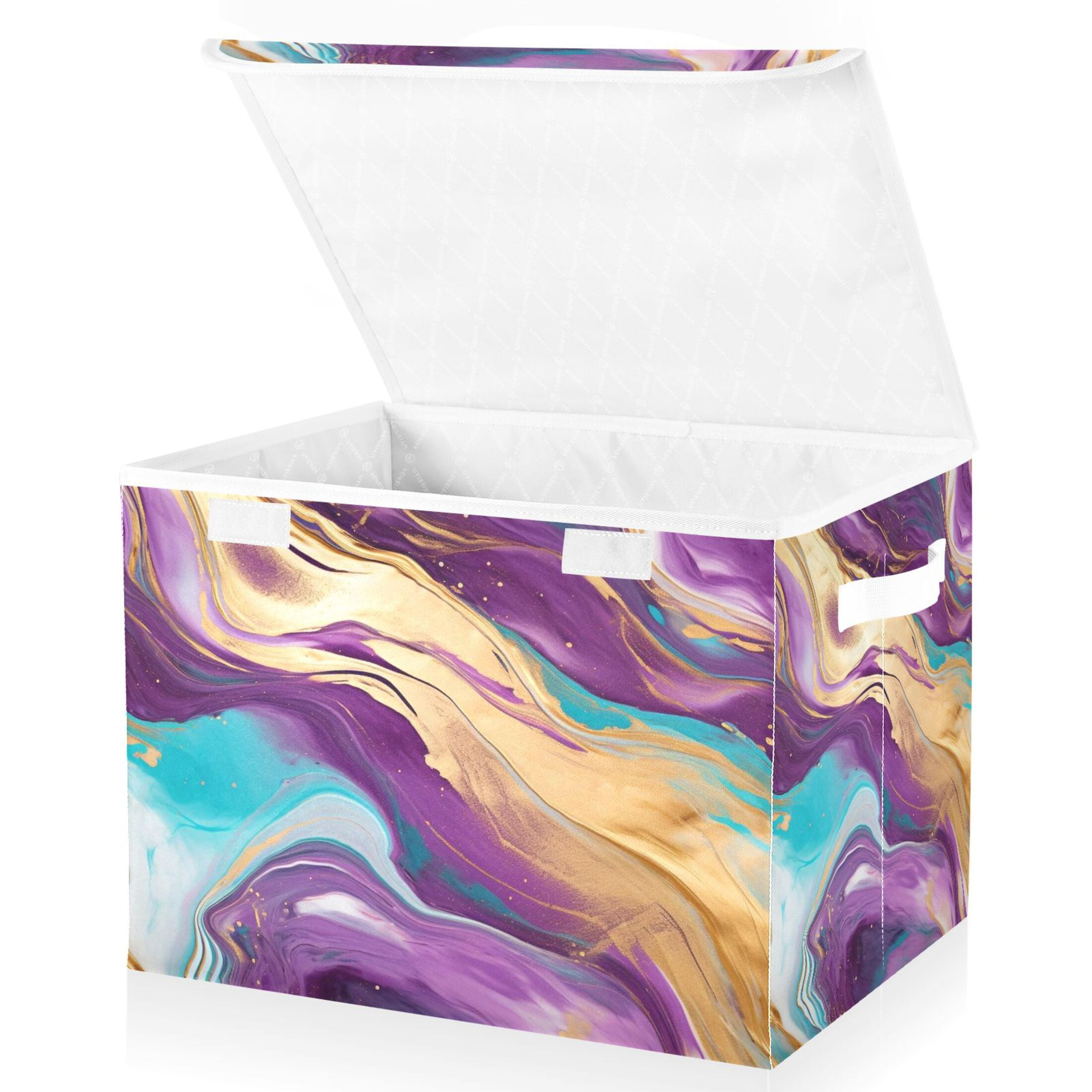 Large Lidded Foldable Storage Baskets Cubes Boxes Lids Bin for Home ...