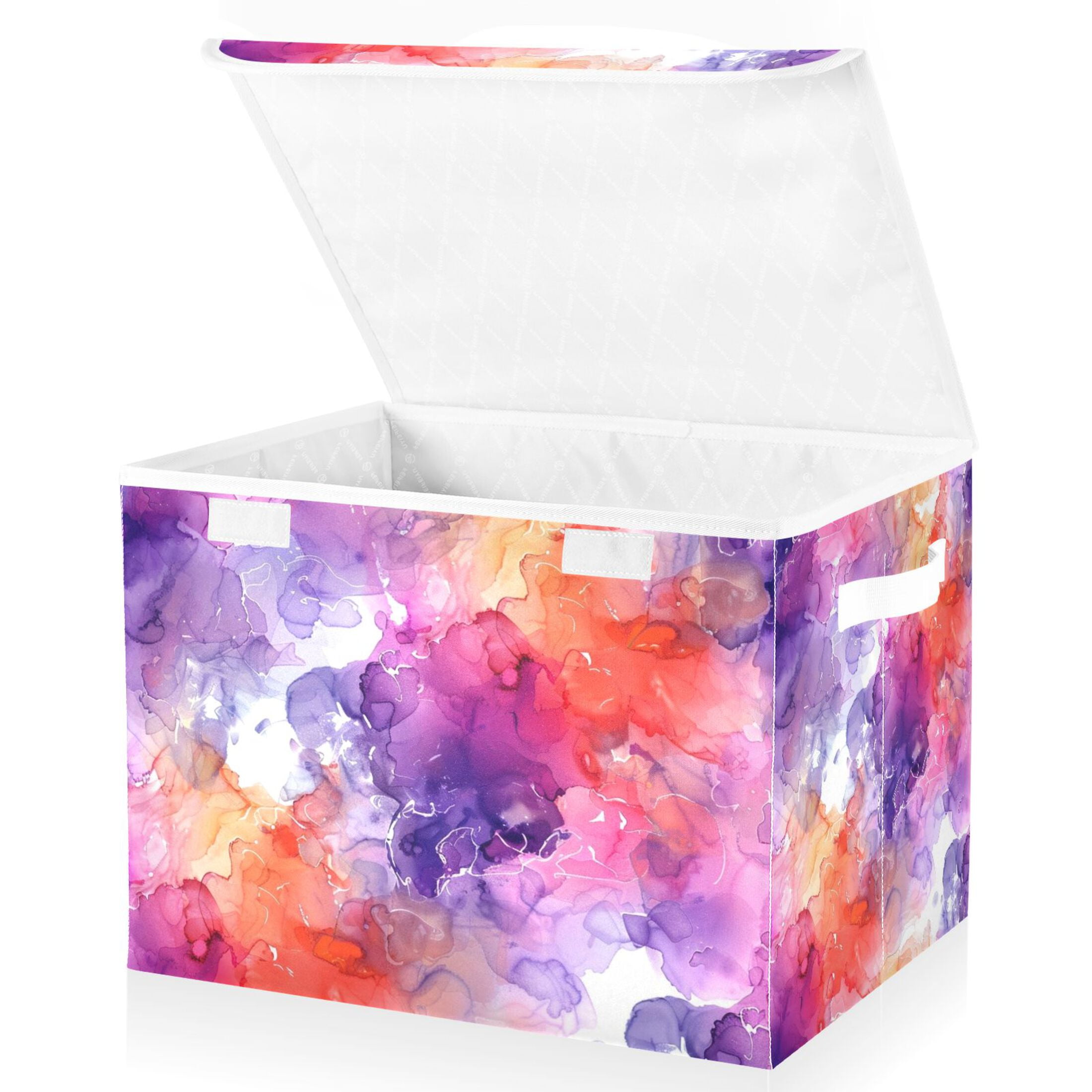 Large Lidded Foldable Storage Baskets Cubes Boxes Lids Bin for Home ...