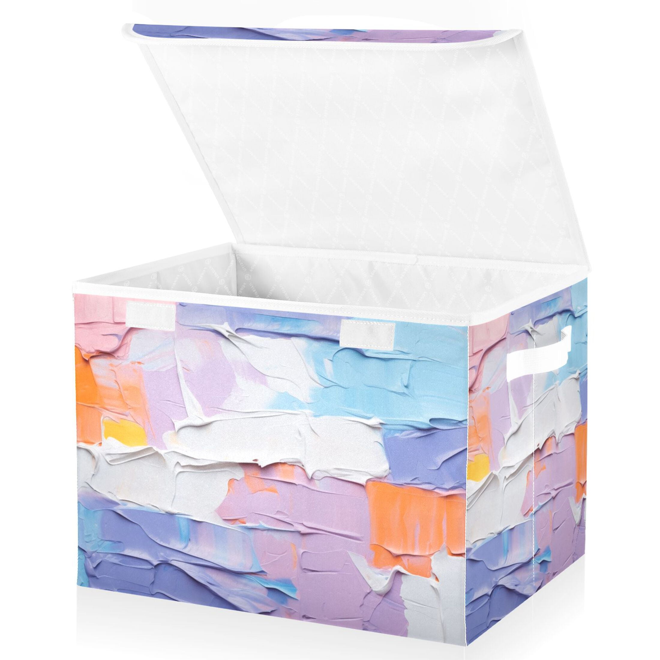 Large Lidded Foldable Storage Baskets Cubes Boxes Lids Bin for Home ...