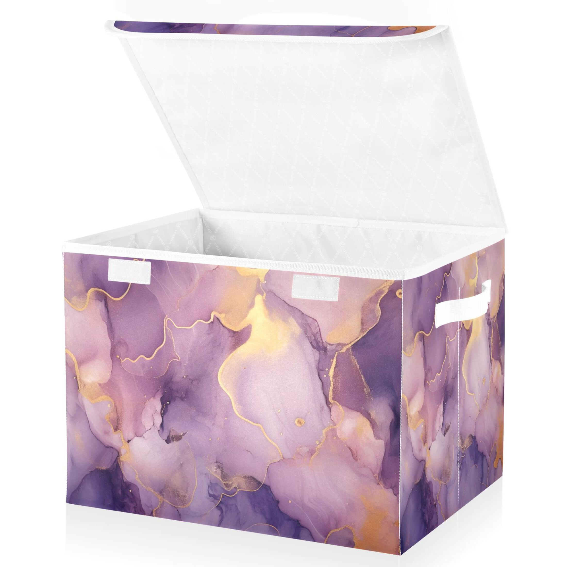 Large Lidded Foldable Storage Baskets Cubes Boxes Lids Bin for Home ...