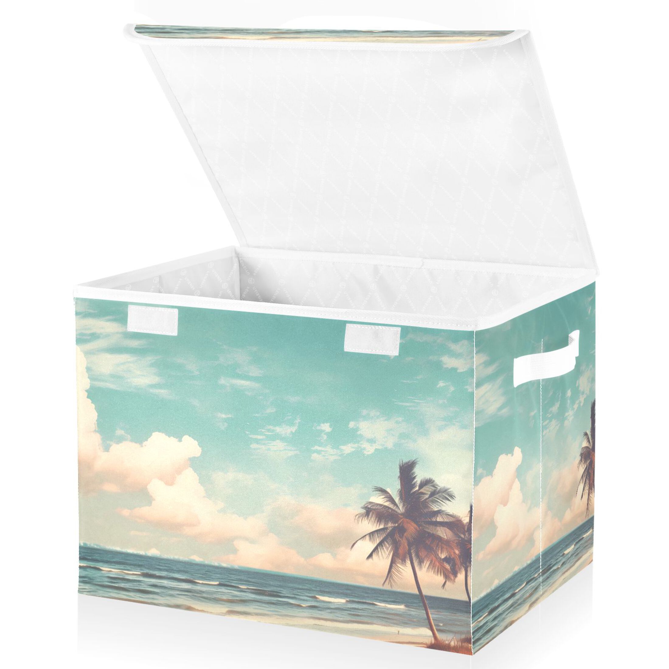 Large Lidded Foldable Storage Baskets Cubes Boxes Lids Bin for Home ...