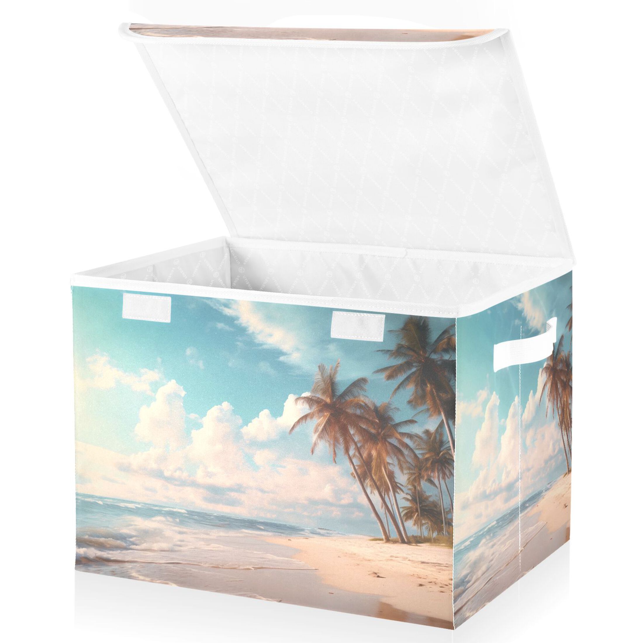 Large Lidded Foldable Storage Baskets Cubes Boxes Lids Bin for Home ...