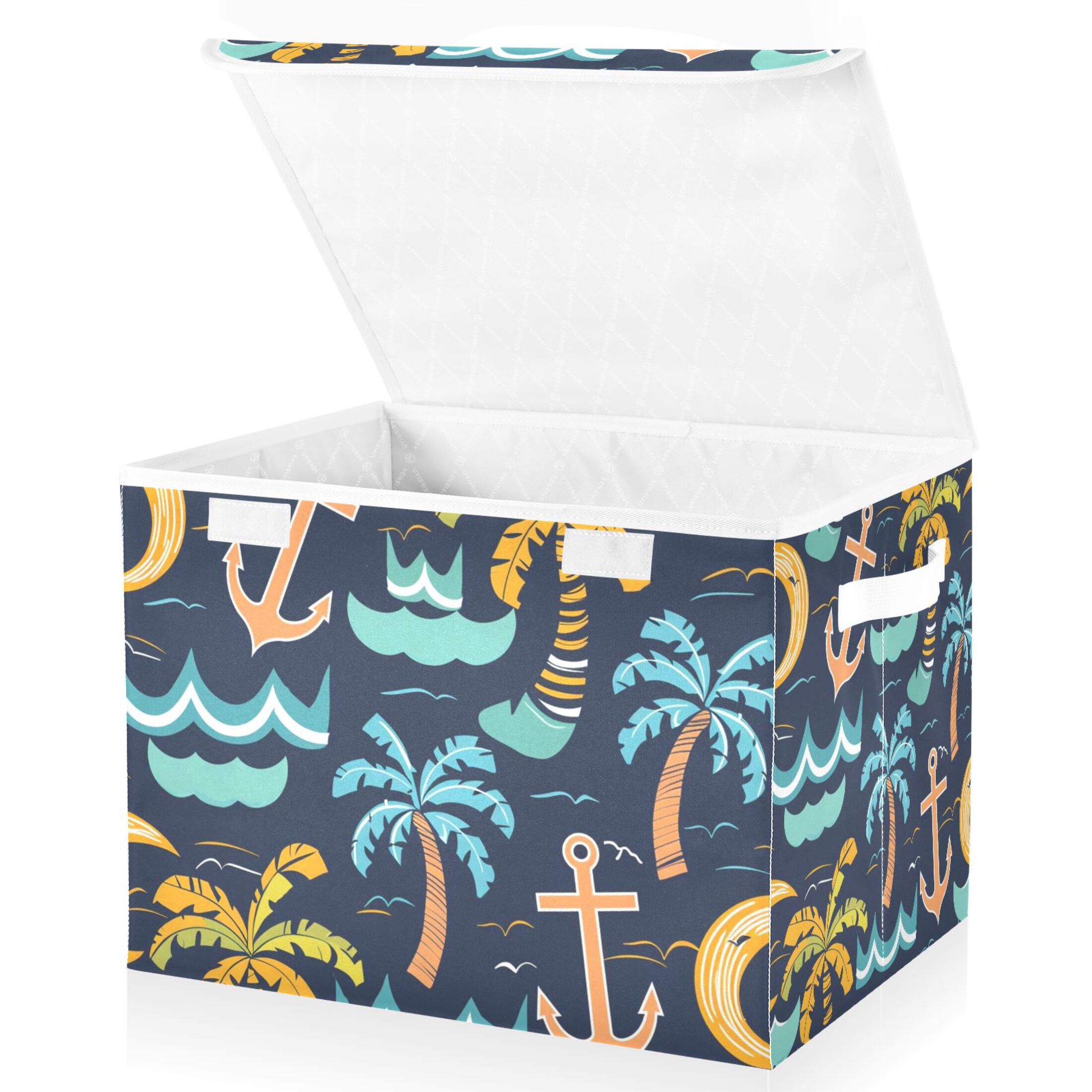 Large Lidded Foldable Storage Baskets Cubes Boxes Lids Bin for Home ...