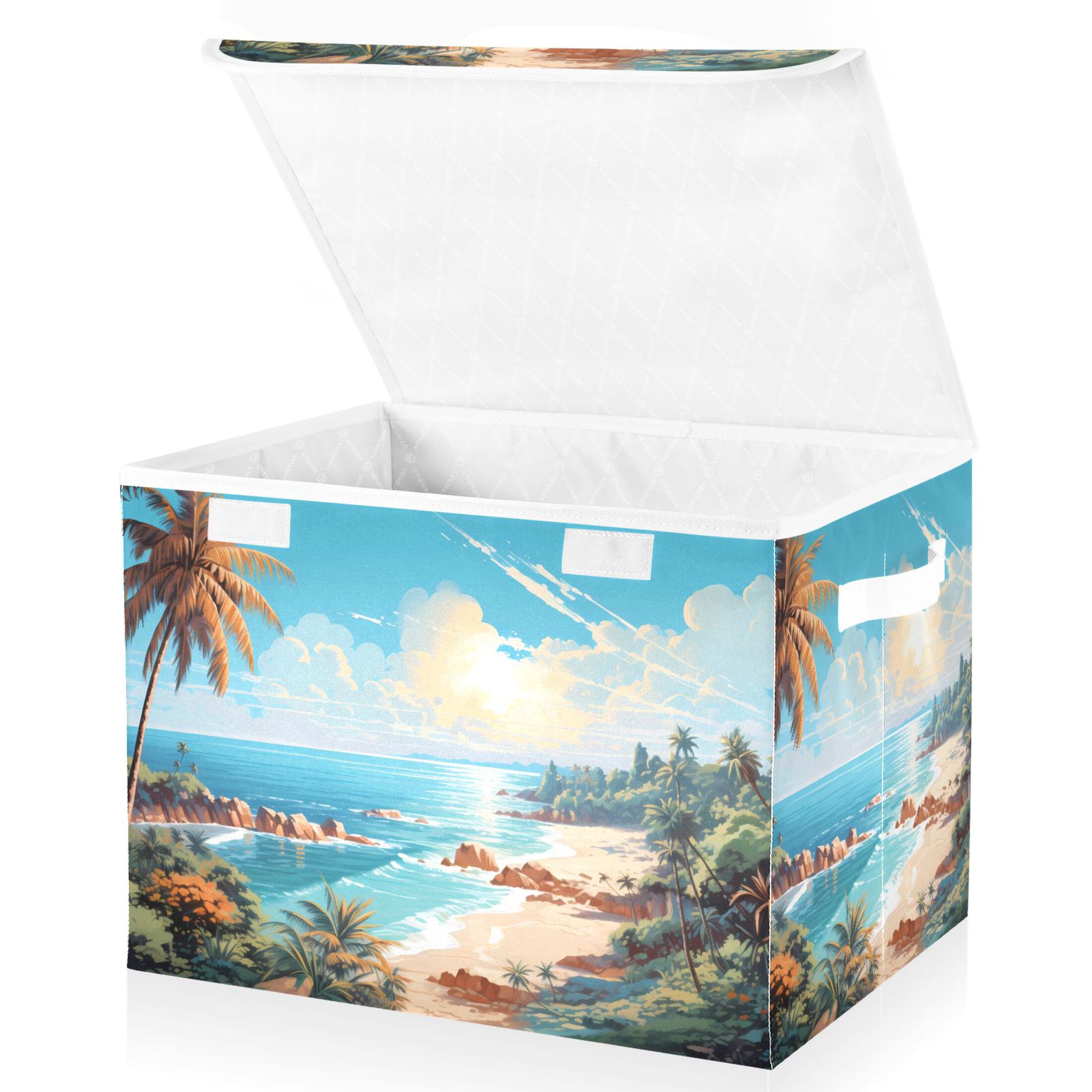 Large Lidded Foldable Storage Baskets Cubes Boxes Lids Bin for Home ...