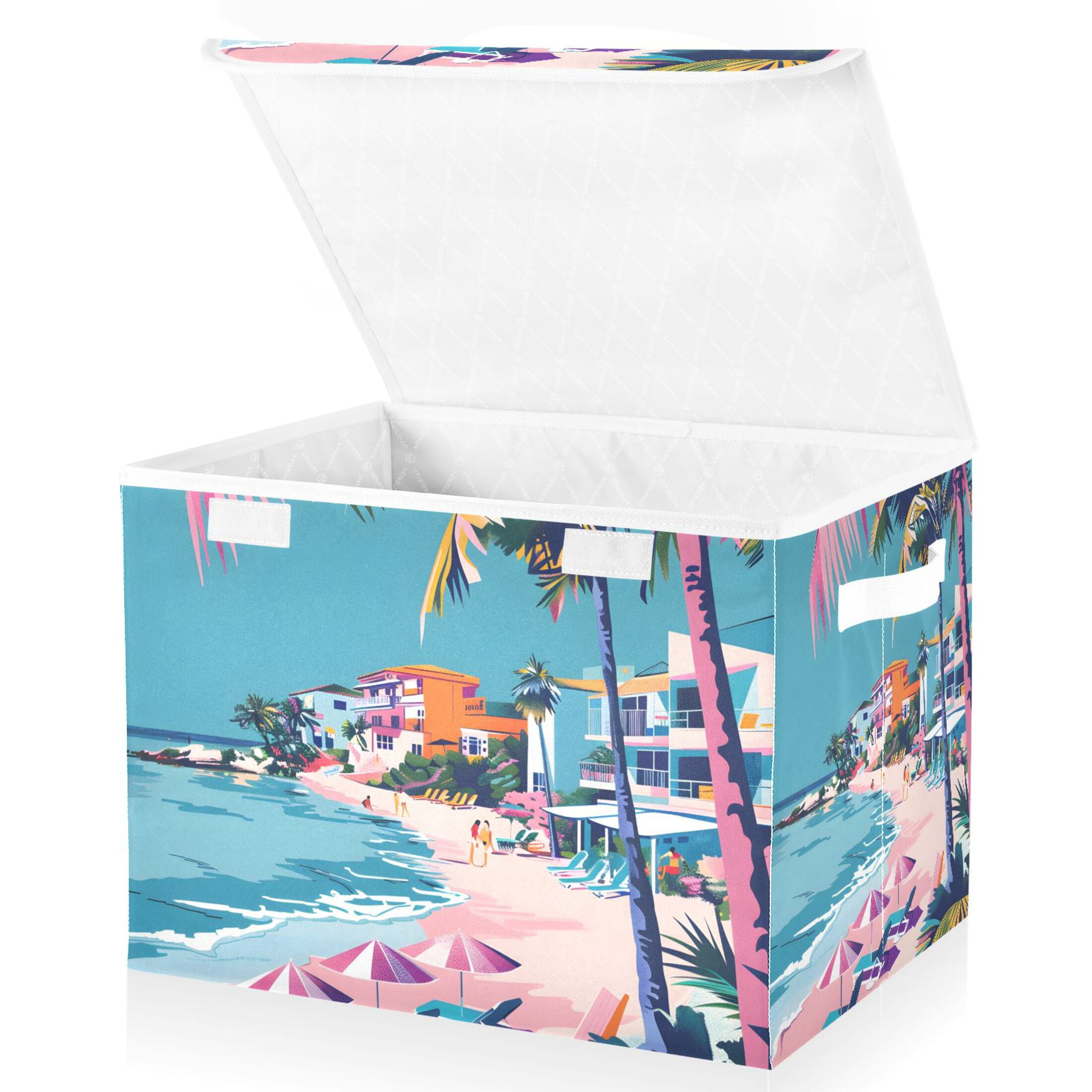 Large Lidded Foldable Storage Baskets Cubes Boxes Lids Bin for Home ...