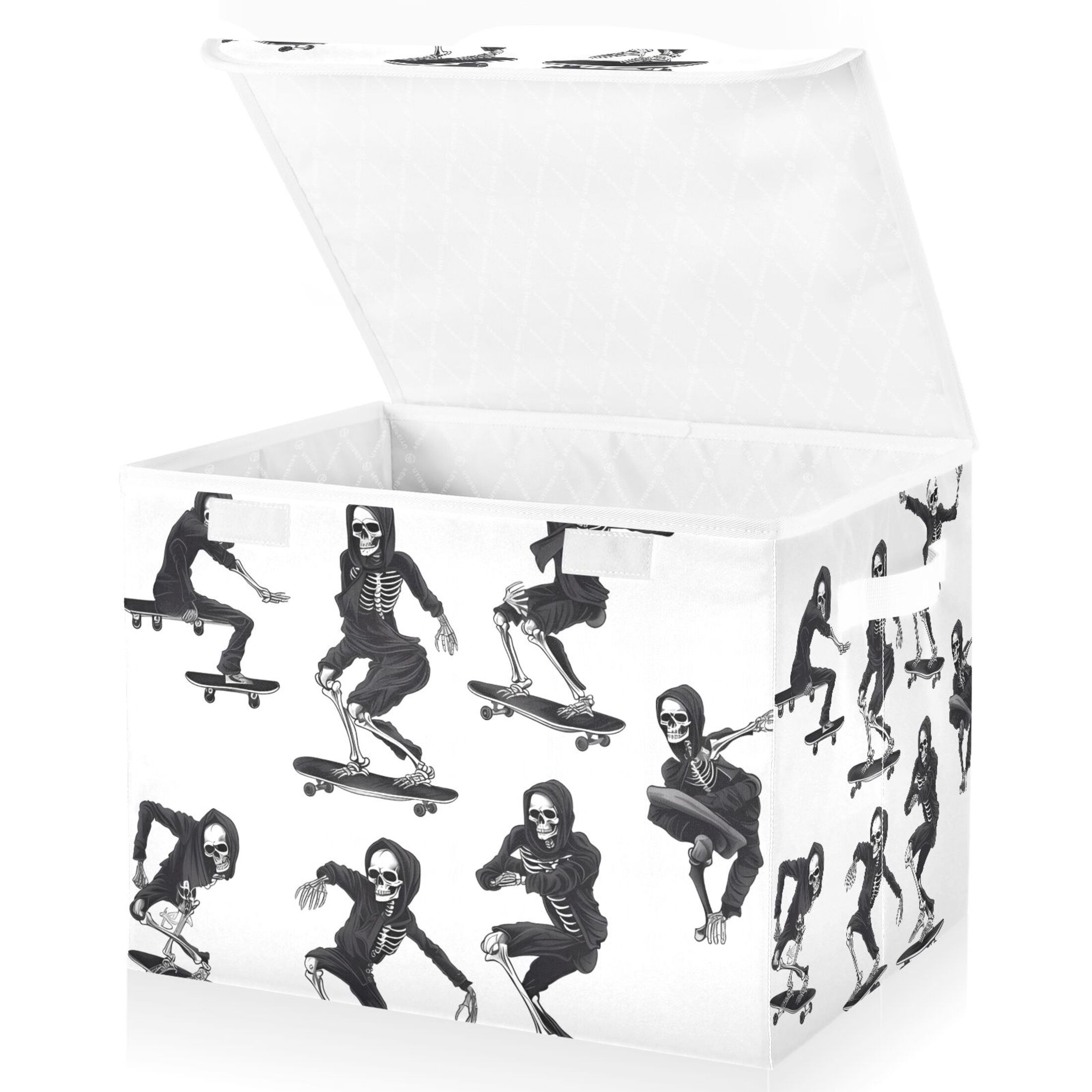 Large Lidded Foldable Storage Baskets Cubes Boxes Lids Bin for Home ...