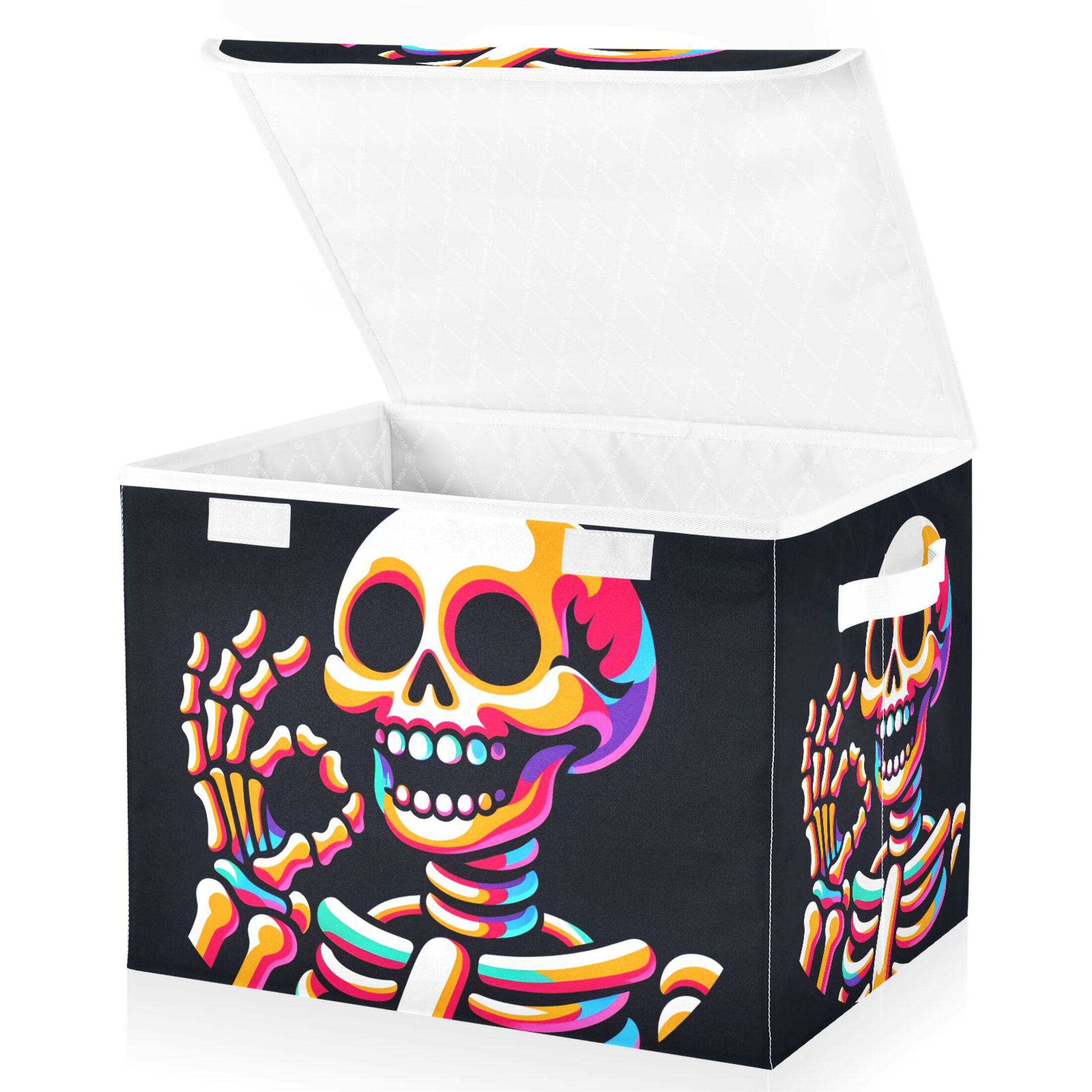 Large Lidded Foldable Storage Baskets Cubes Boxes Lids Bin for Home ...