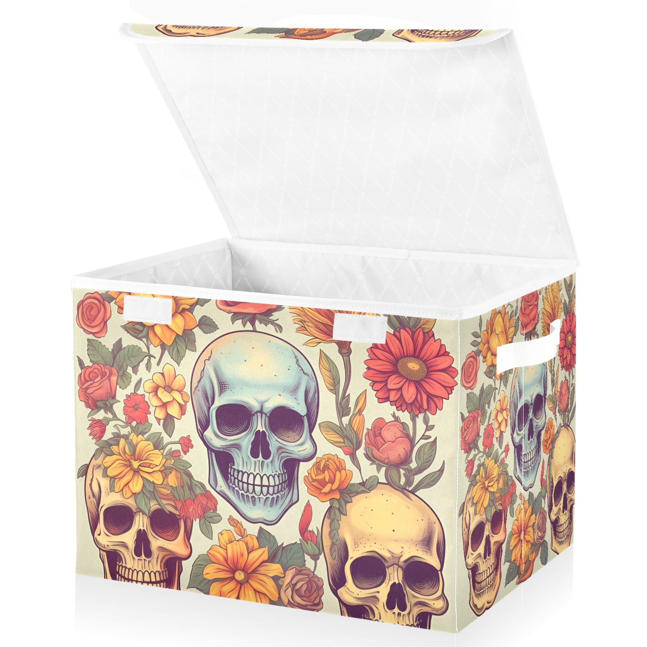 Large Lidded Foldable Storage Baskets Cubes Boxes Lids Bin for Home ...