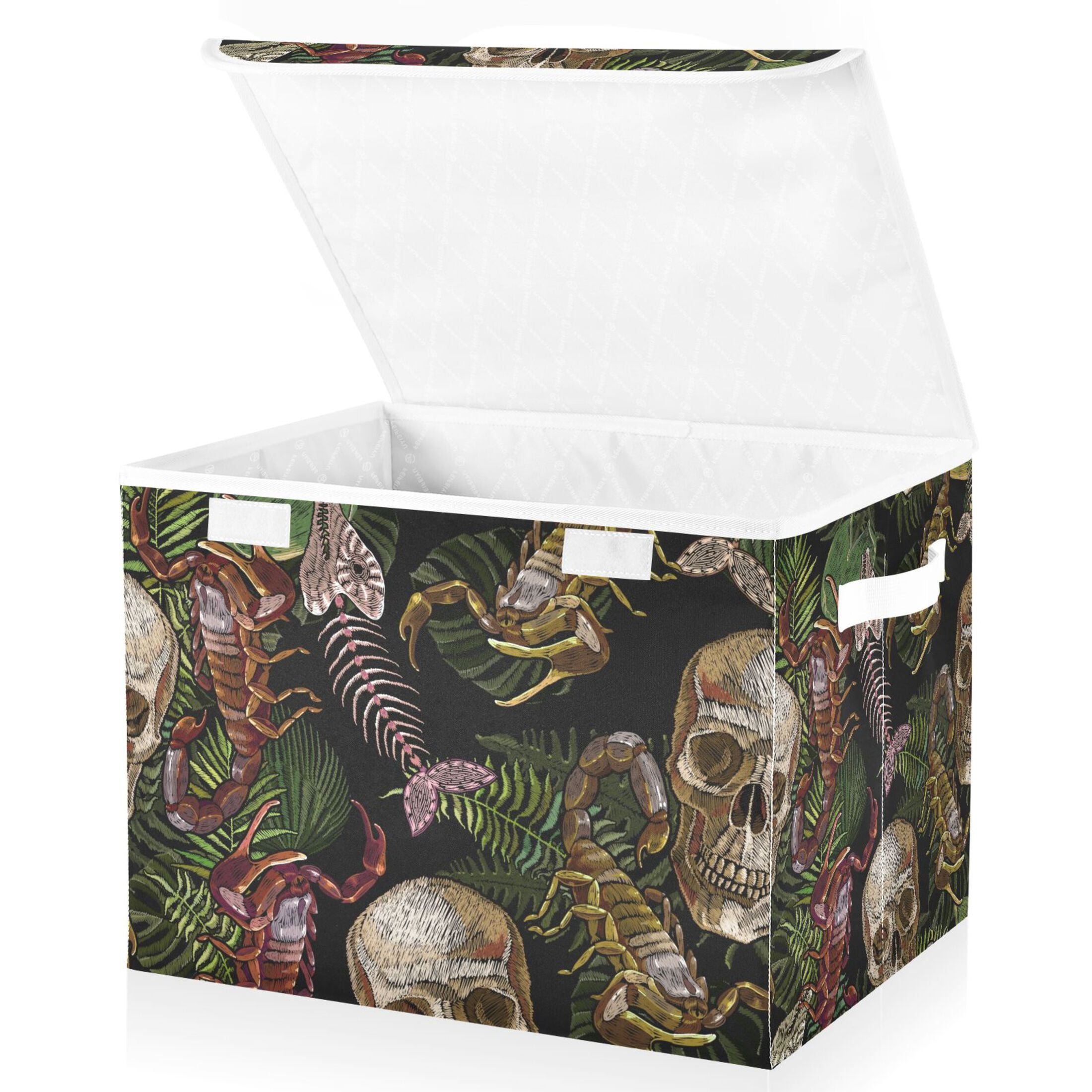 Large Lidded Foldable Storage Baskets Cubes Boxes Lids Bin for Home ...