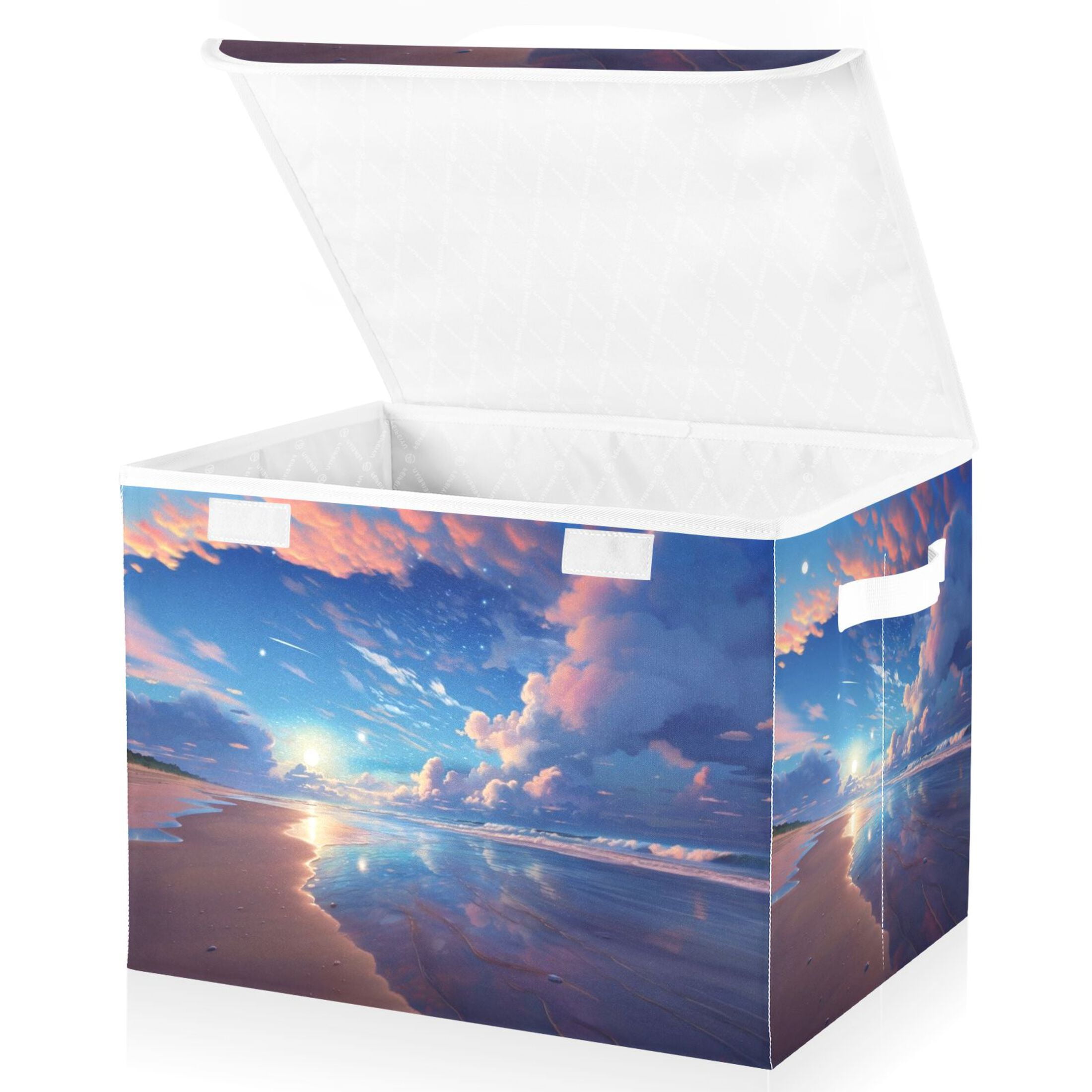 Large Lidded Foldable Storage Baskets Cubes Boxes Lids Bin for Home ...