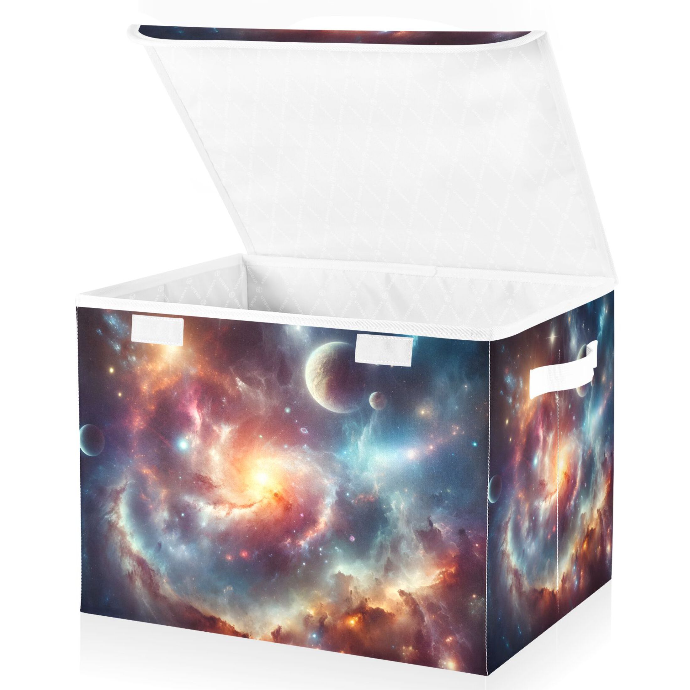 Large Lidded Foldable Storage Baskets Cubes Boxes Lids Bin for Home ...