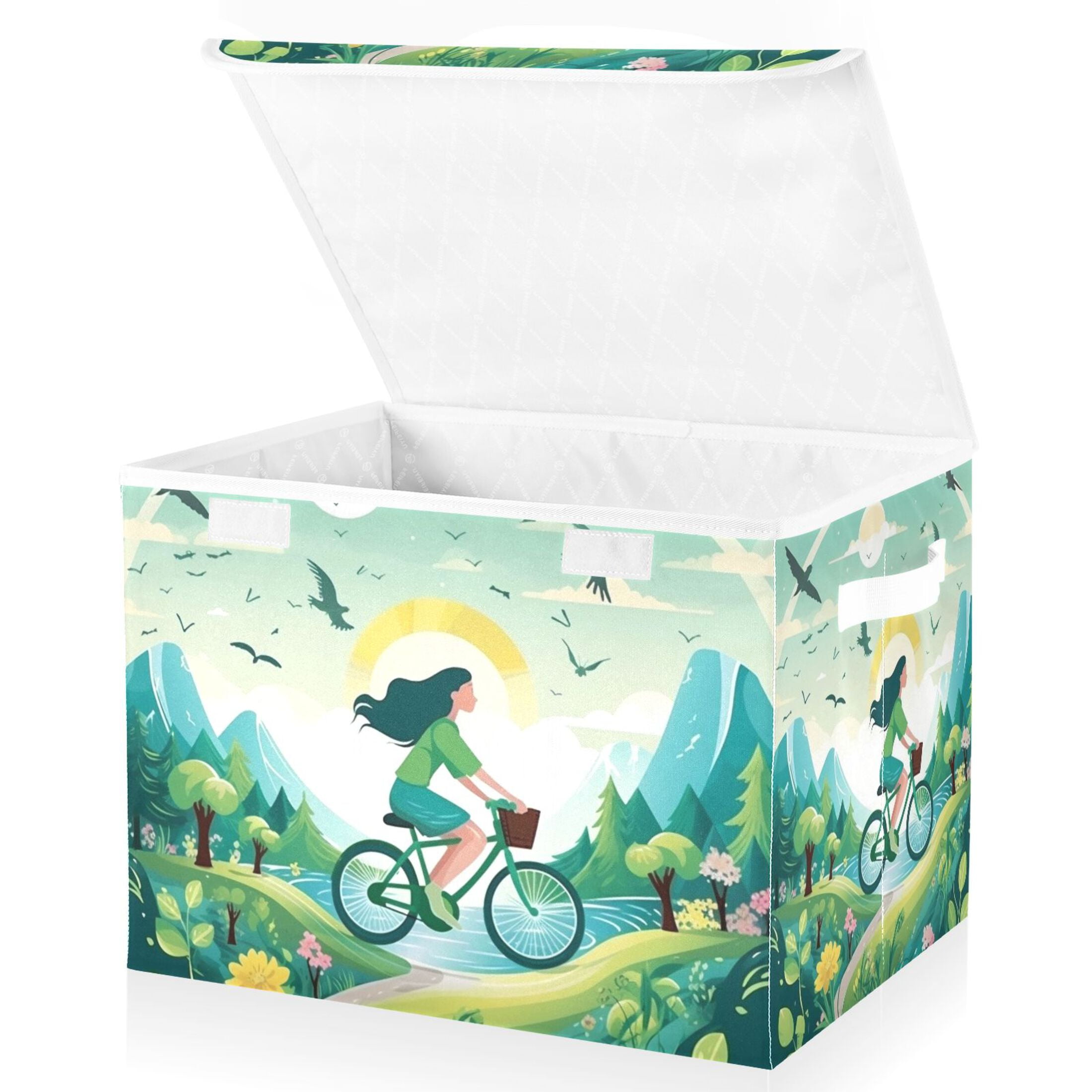 Large Lidded Foldable Storage Baskets Cubes Boxes Lids Bin for Home ...