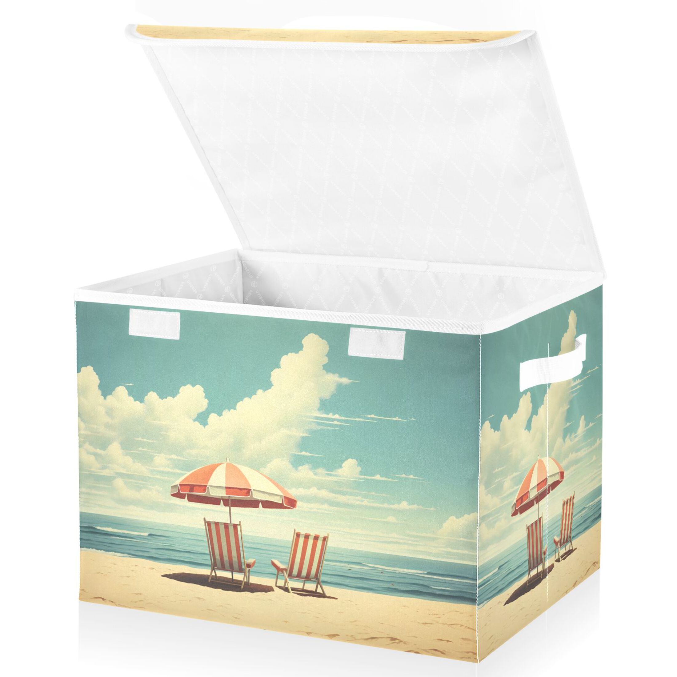 Large Lidded Foldable Storage Baskets Cubes Boxes Lids Bin for Home ...