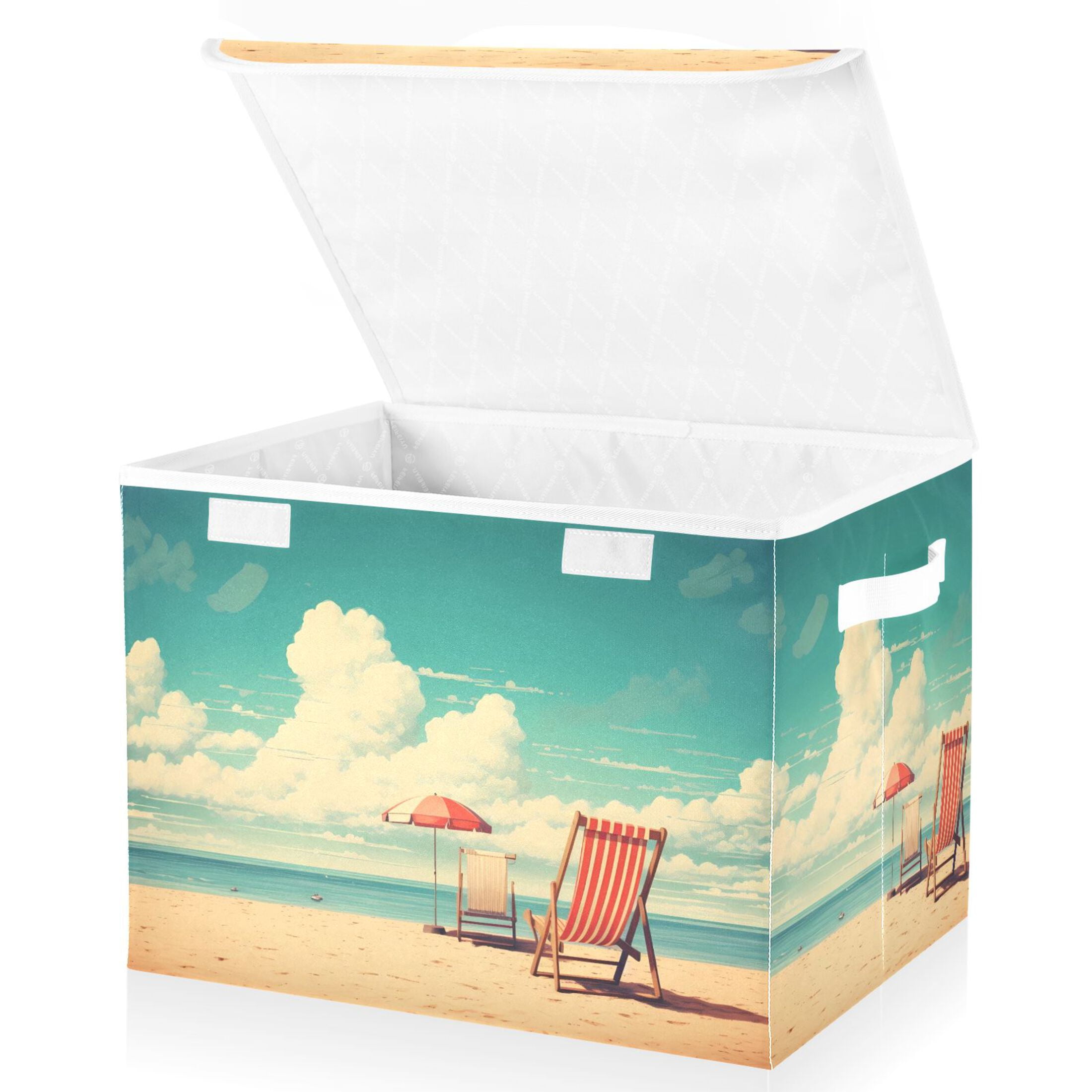 Large Lidded Foldable Storage Baskets Cubes Boxes Lids Bin for Home ...