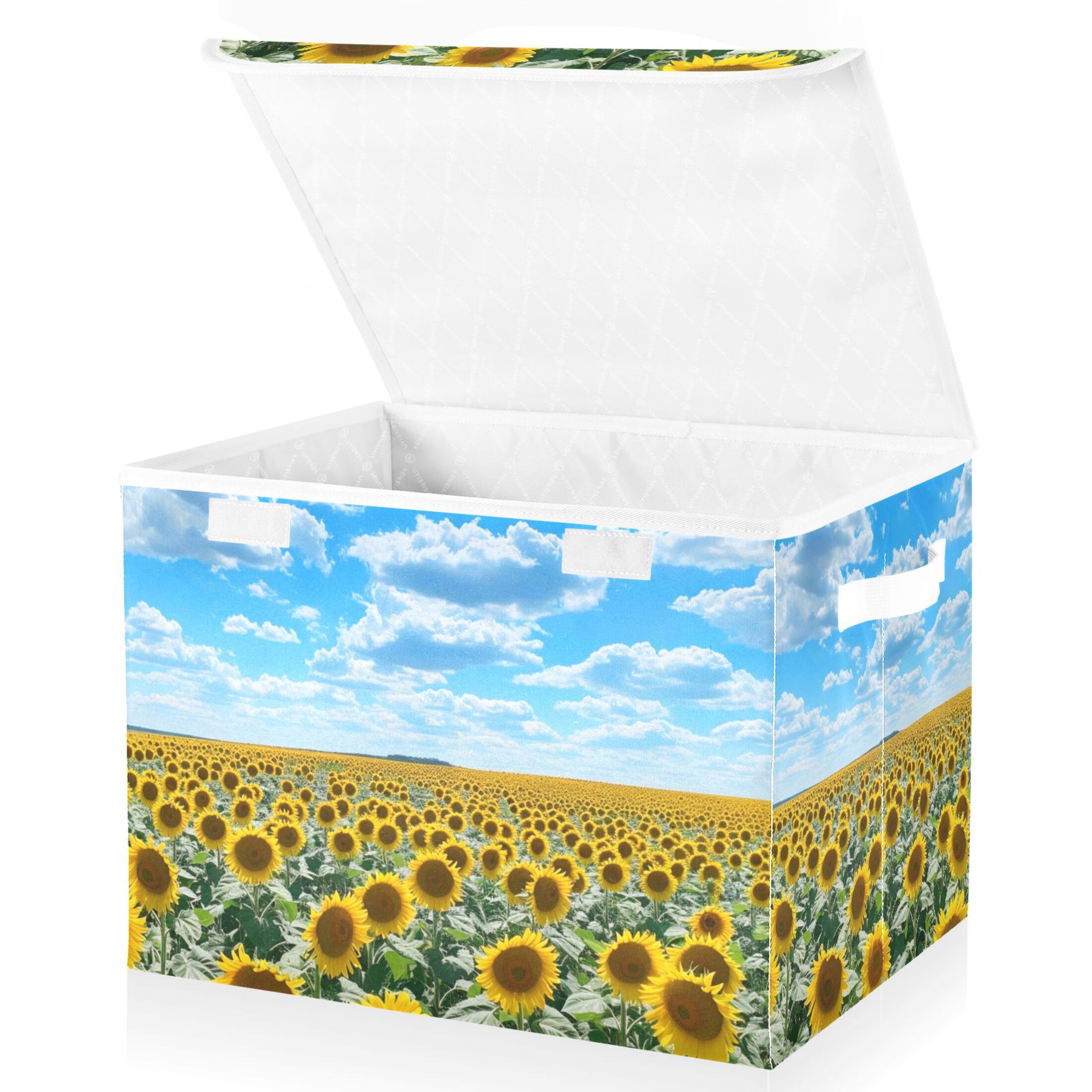 Large Lidded Foldable Storage Baskets Cubes Boxes Lids Bin for Home ...