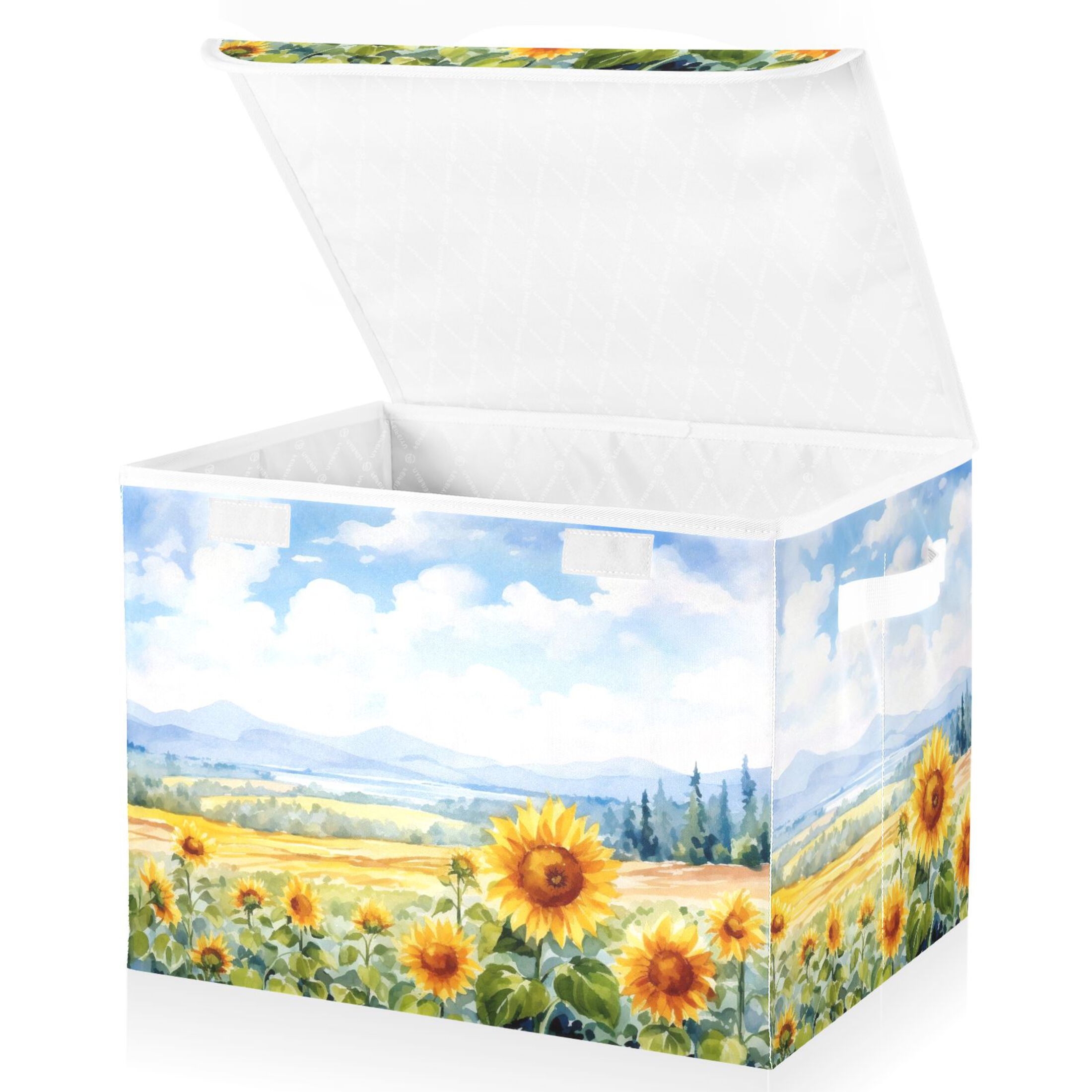 Large Lidded Foldable Storage Baskets Cubes Boxes Lids Bin for Home ...