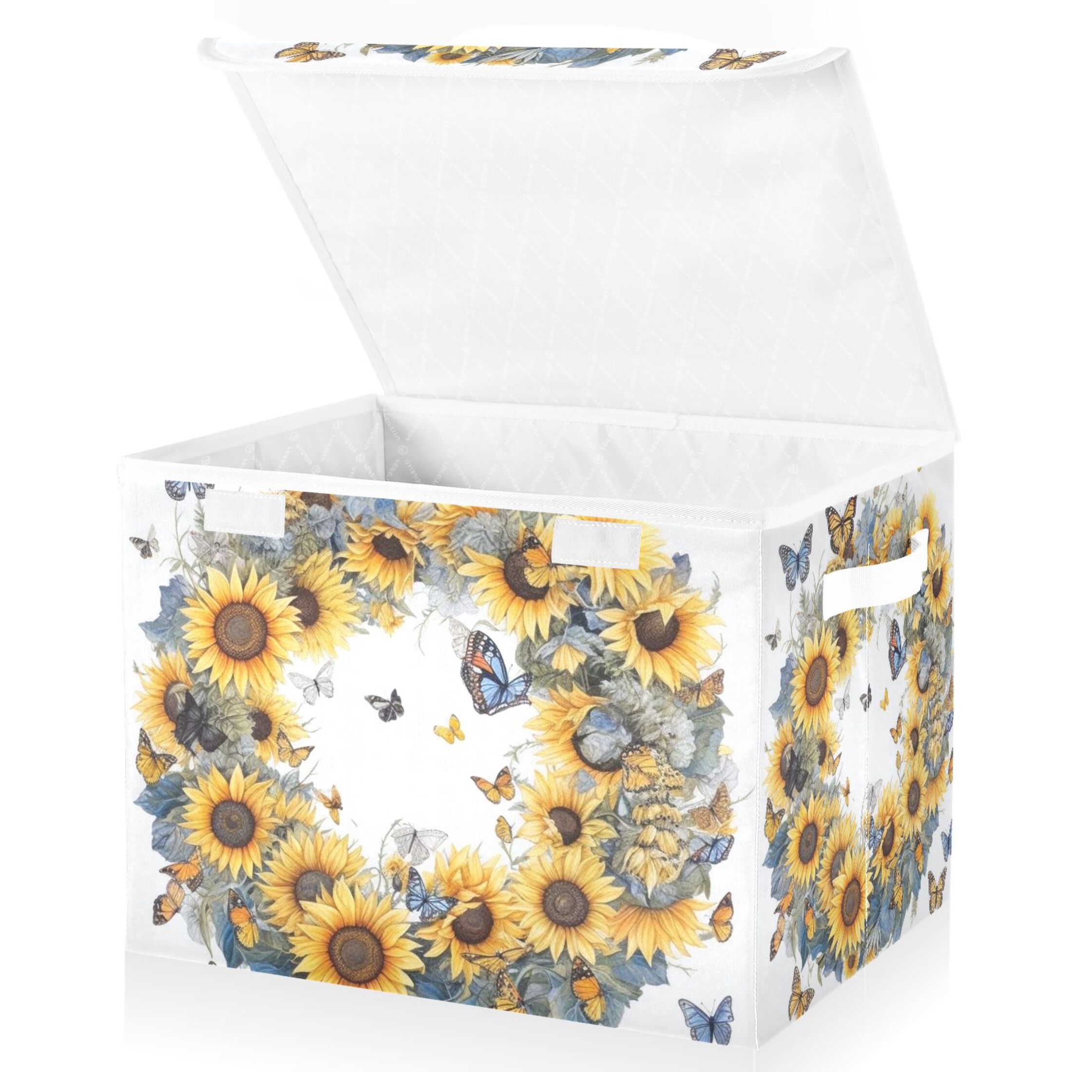 Large Lidded Foldable Storage Baskets Cubes Boxes Lids Bin for Home ...