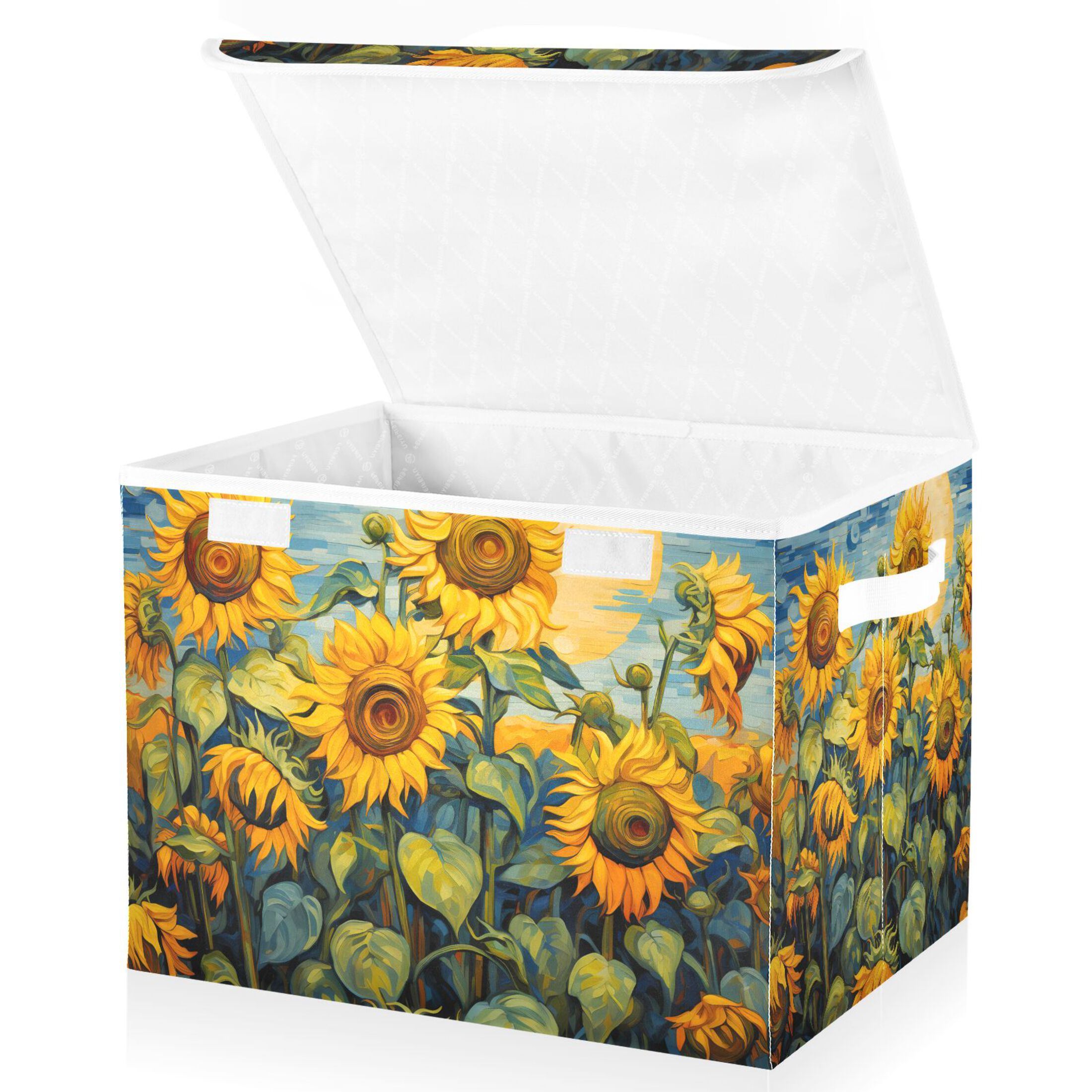 Large Lidded Foldable Storage Baskets Cubes Boxes Lids Bin for Home ...