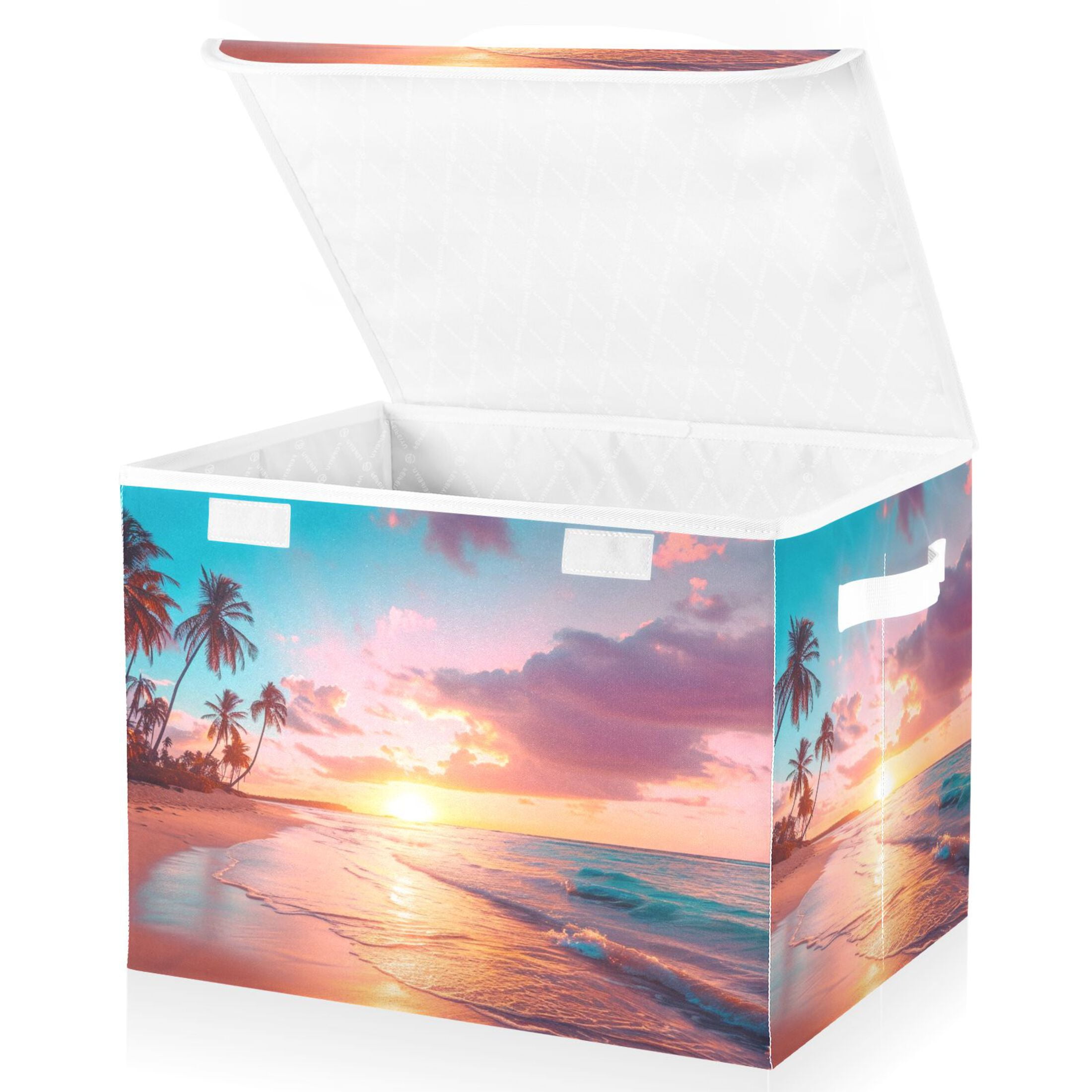 Large Lidded Foldable Storage Baskets Cubes Boxes Lids Bin for Home ...