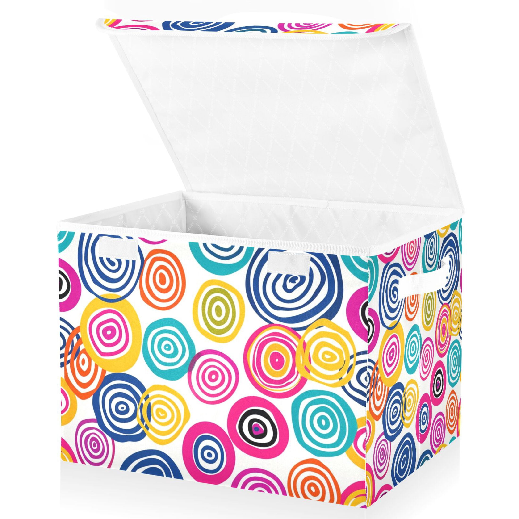 Large Lidded Foldable Storage Baskets Cubes Boxes Lids Bin for Home ...