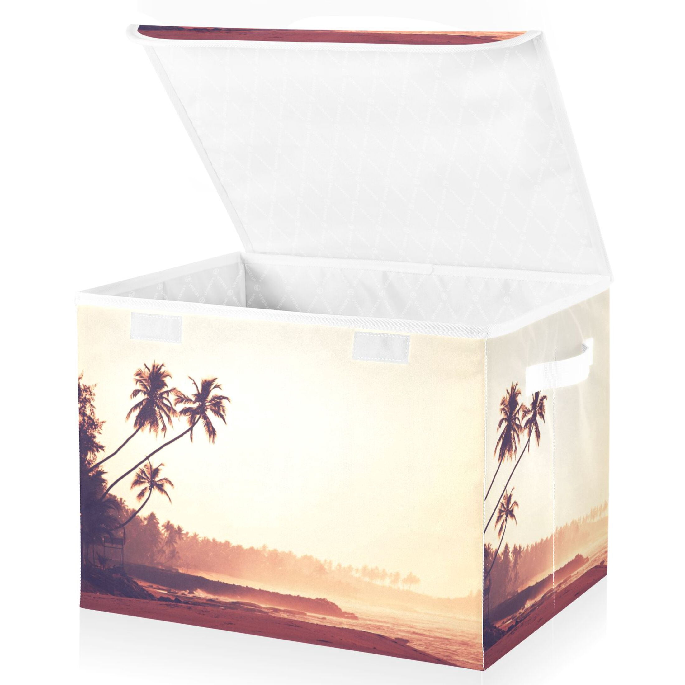 Large Lidded Foldable Storage Baskets Cubes Boxes Lids Bin for Home ...