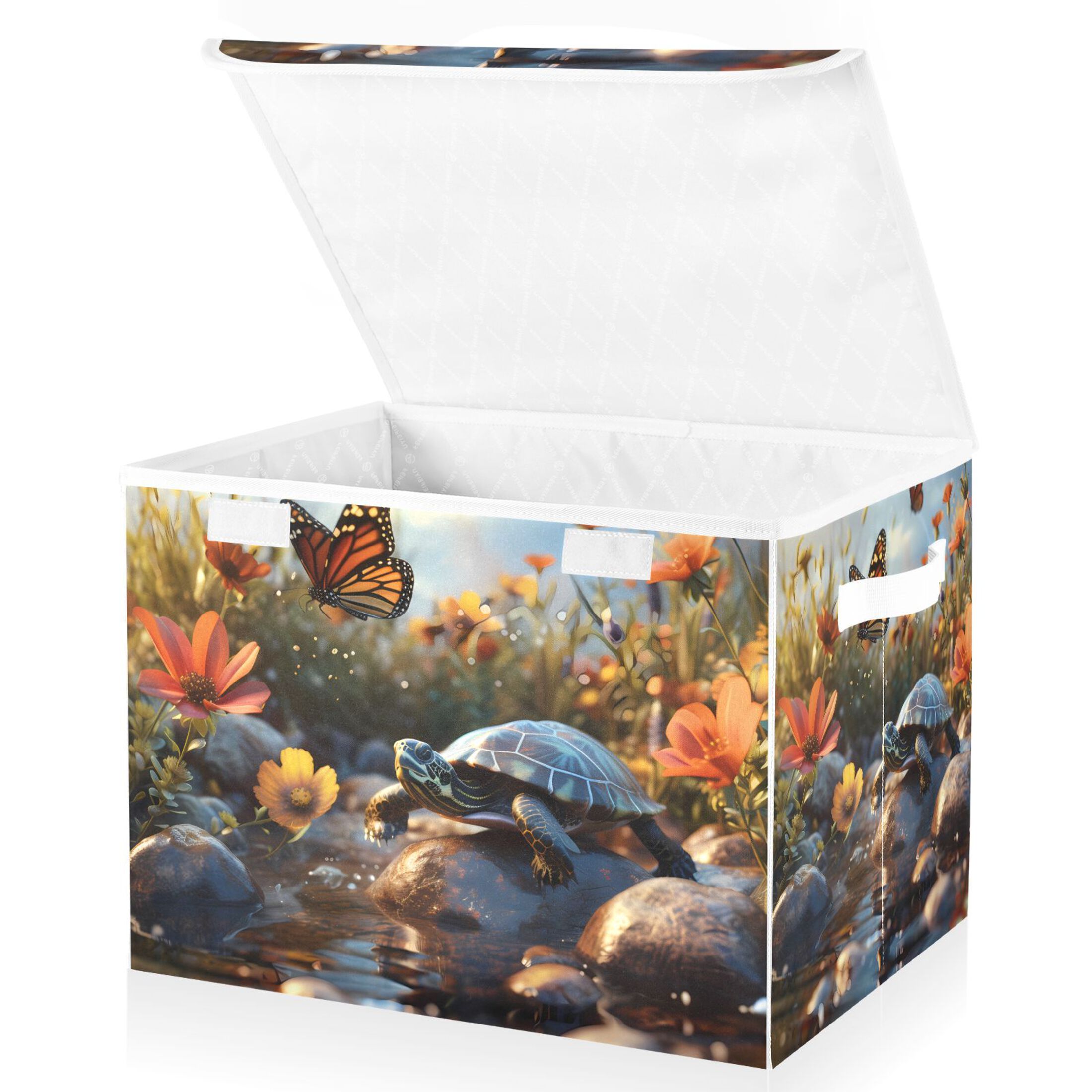 Large Lidded Foldable Storage Baskets Cubes Boxes Lids Bin for Home ...