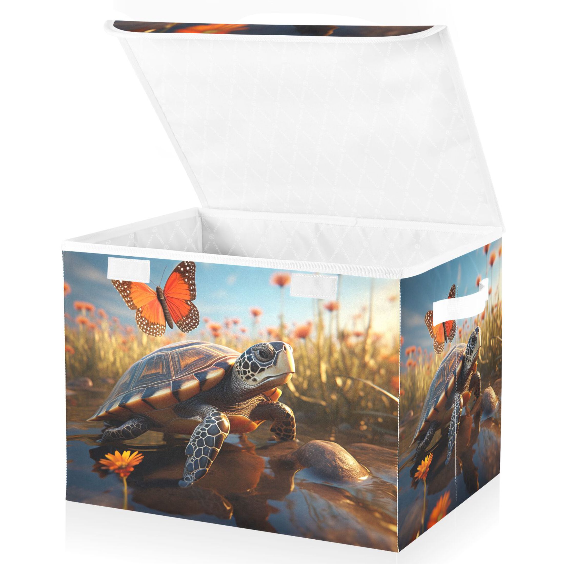 Large Lidded Foldable Storage Baskets Cubes Boxes Lids Bin for Home ...