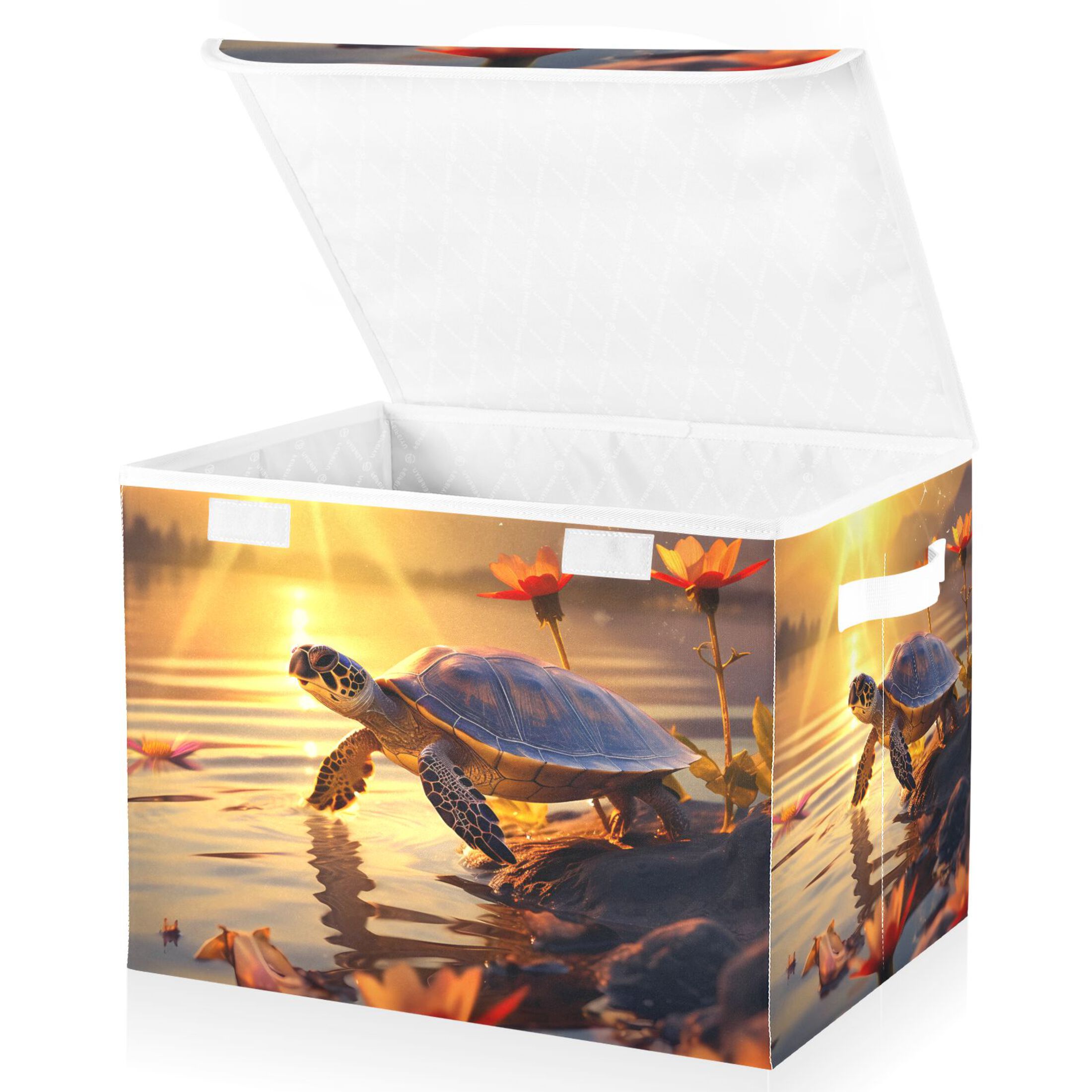 Large Lidded Foldable Storage Baskets Cubes Boxes Lids Bin for Home ...