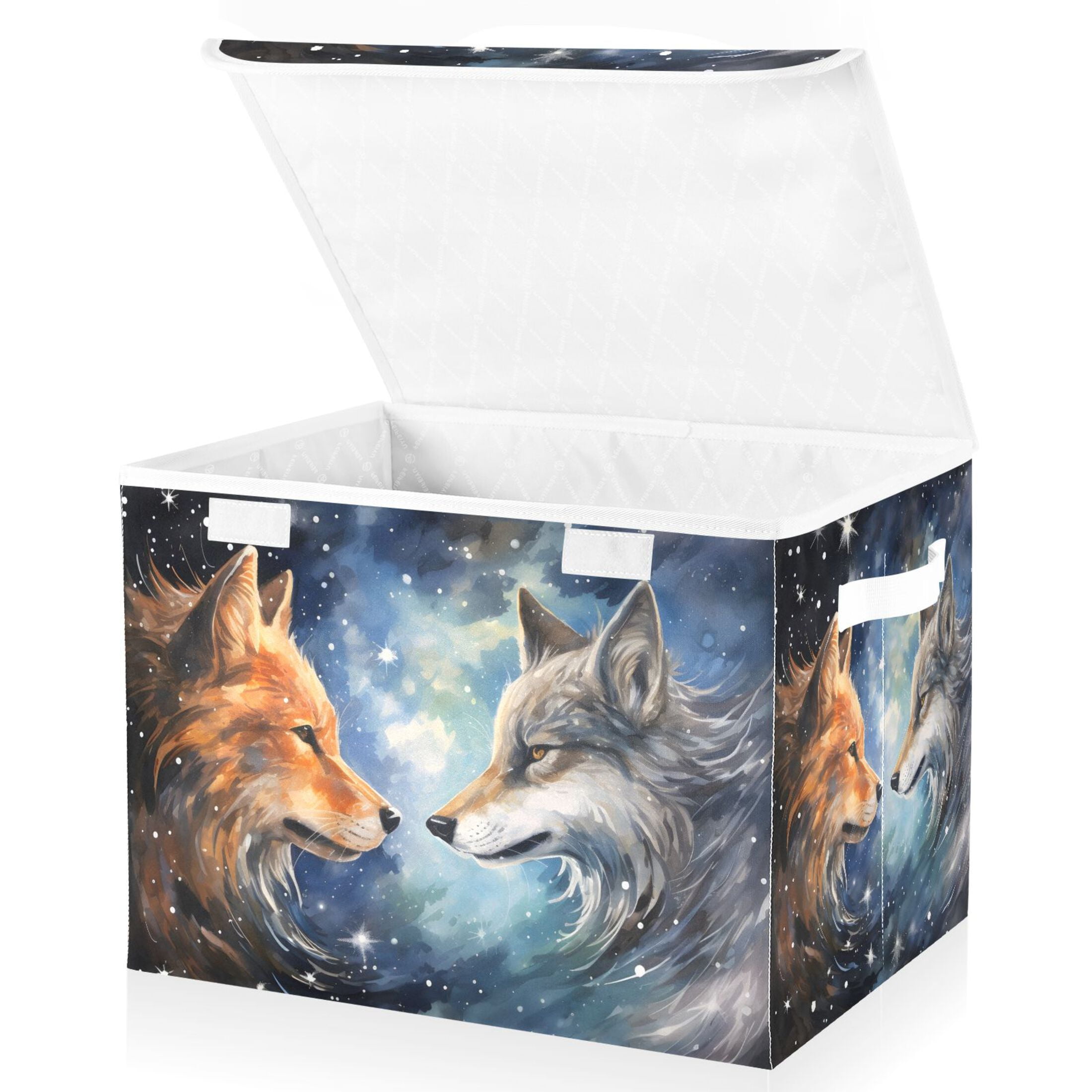 Large Lidded Foldable Storage Baskets Cubes Boxes Lids Bin for Home ...