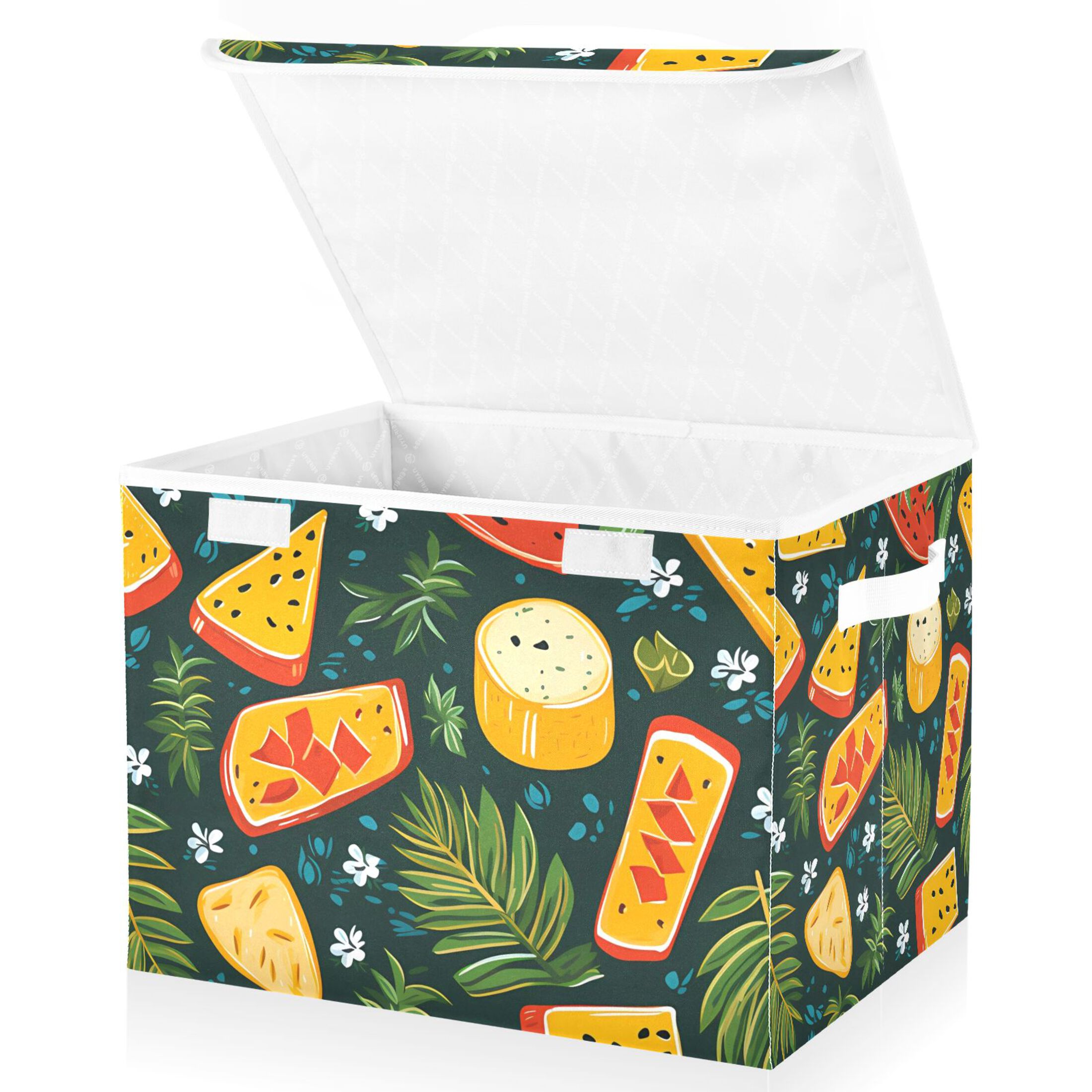 Large Lidded Foldable Storage Baskets Cubes Boxes Lids Bin for Home ...