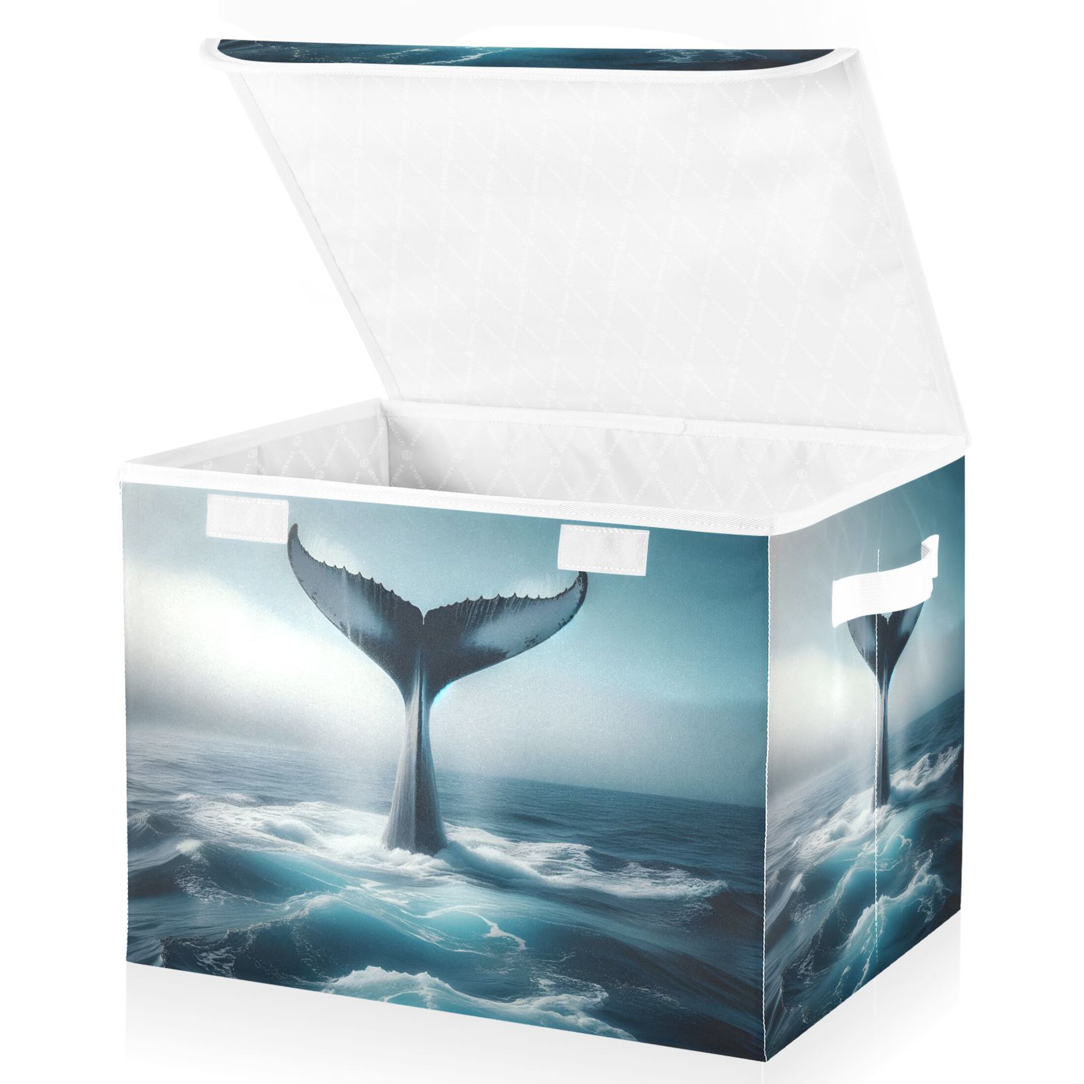 Large Lidded Foldable Storage Baskets Cubes Boxes Lids Bin for Home ...