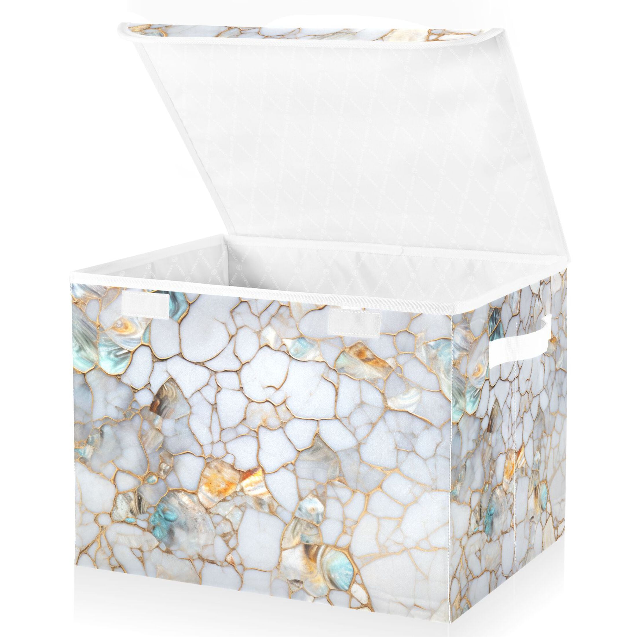 Large Lidded Foldable Storage Baskets Cubes Boxes Lids Bin for Home ...