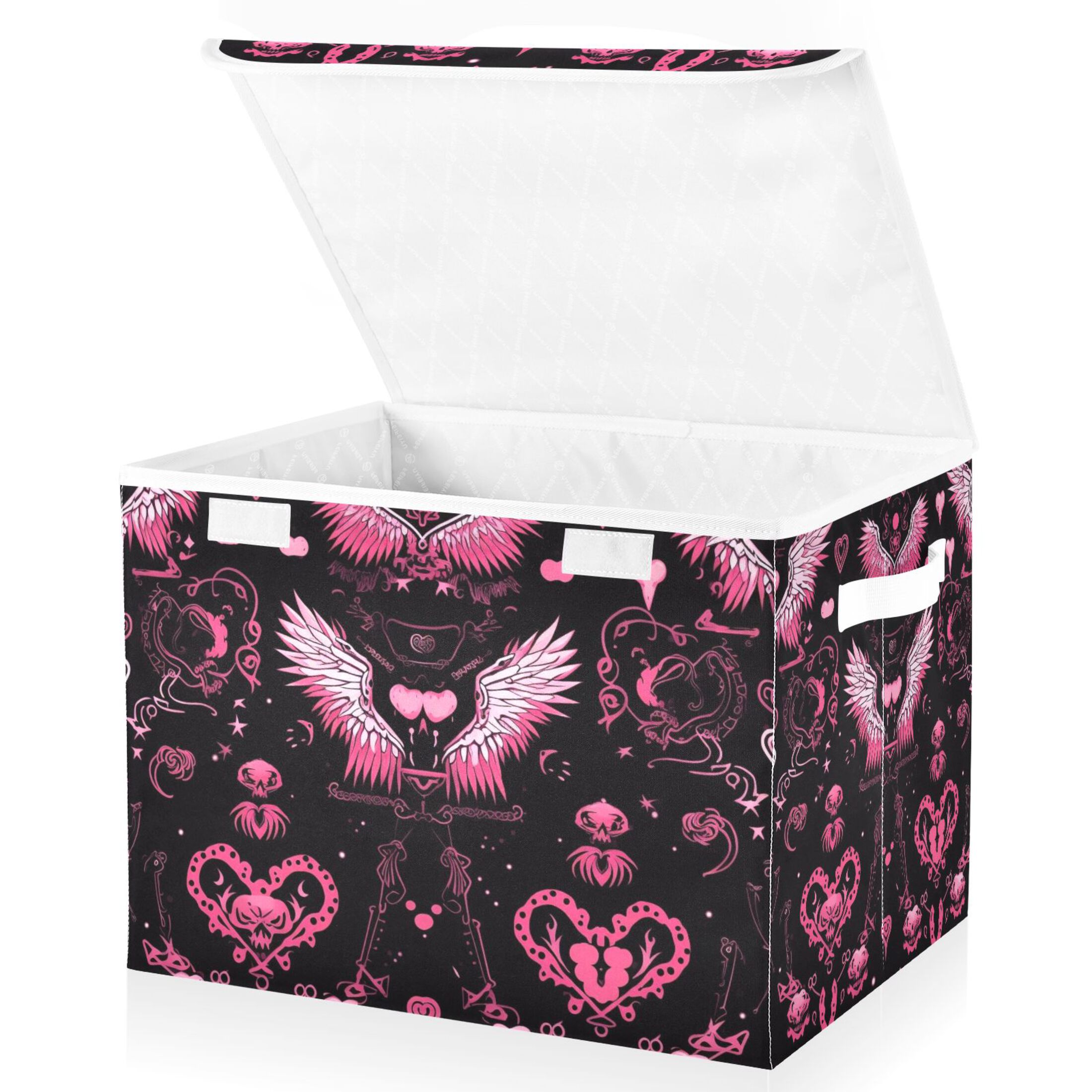 Large Lidded Foldable Storage Baskets Cubes Boxes Lids Bin for Home ...