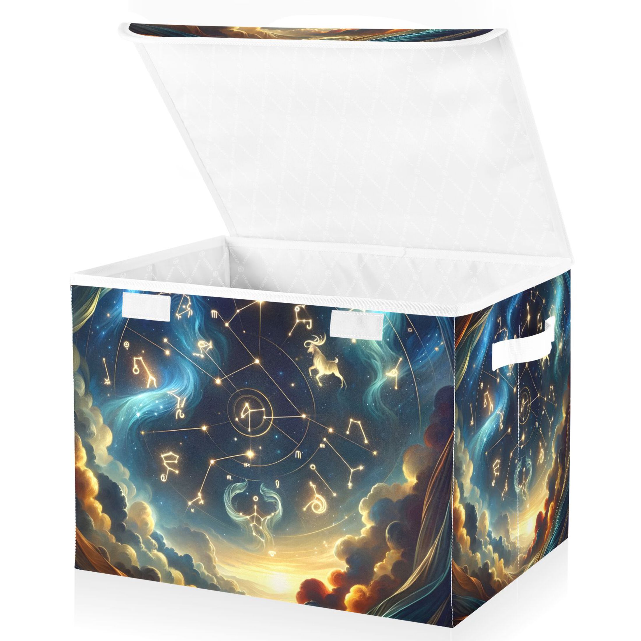 Large Lidded Foldable Storage Baskets Cubes Boxes Lids Bin for Home ...