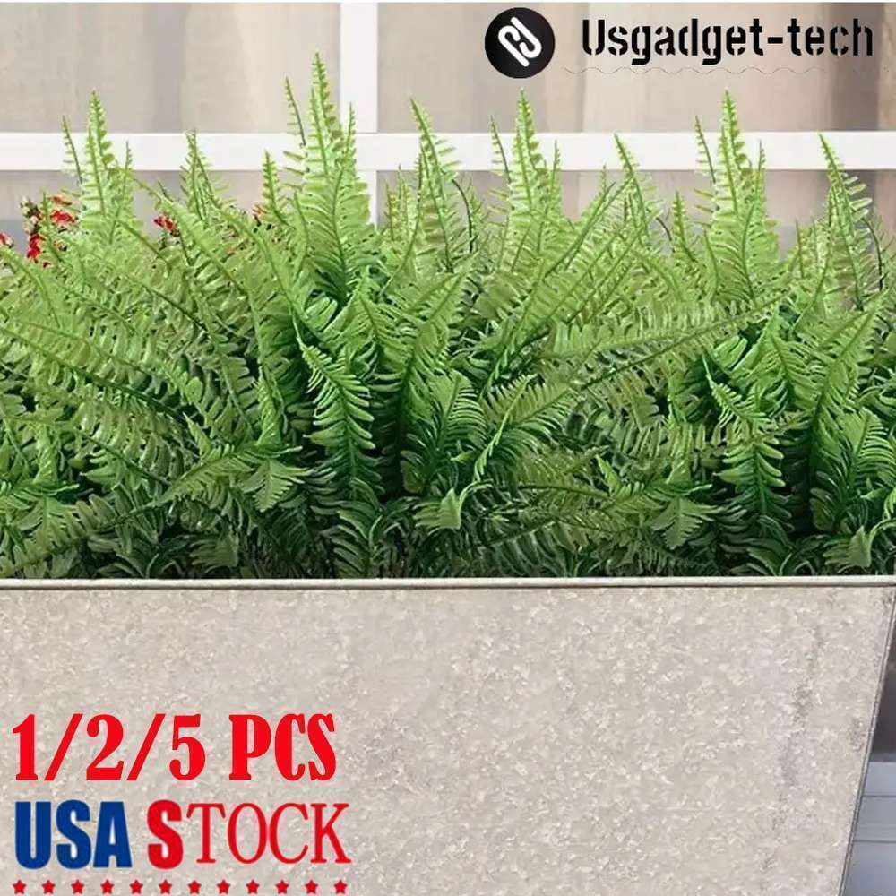 Large Lifelike Artificial Fern Foliage Plastic Bush Plants Indoor ...