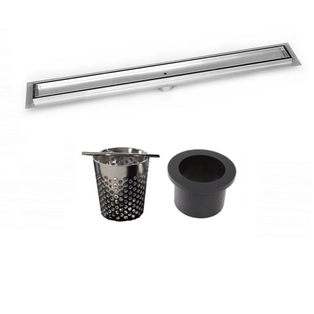 Large Linear Drain, 72 Inch Tile Insert Linear Shower Drain with Hair ...