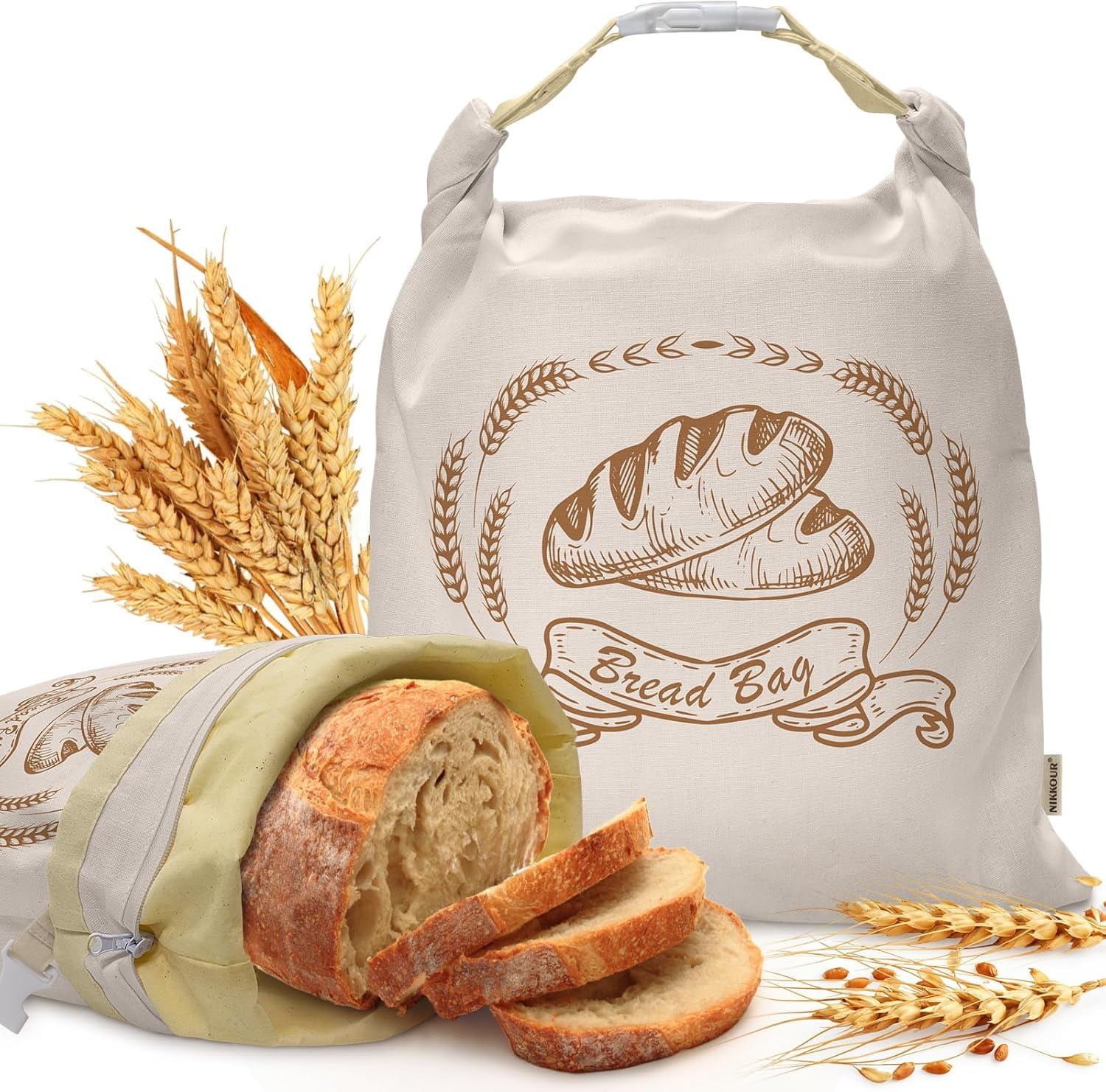 Large Linen Beeswax Bread Bags(2 Pack) Sourdough Bread Bags Reusable ...