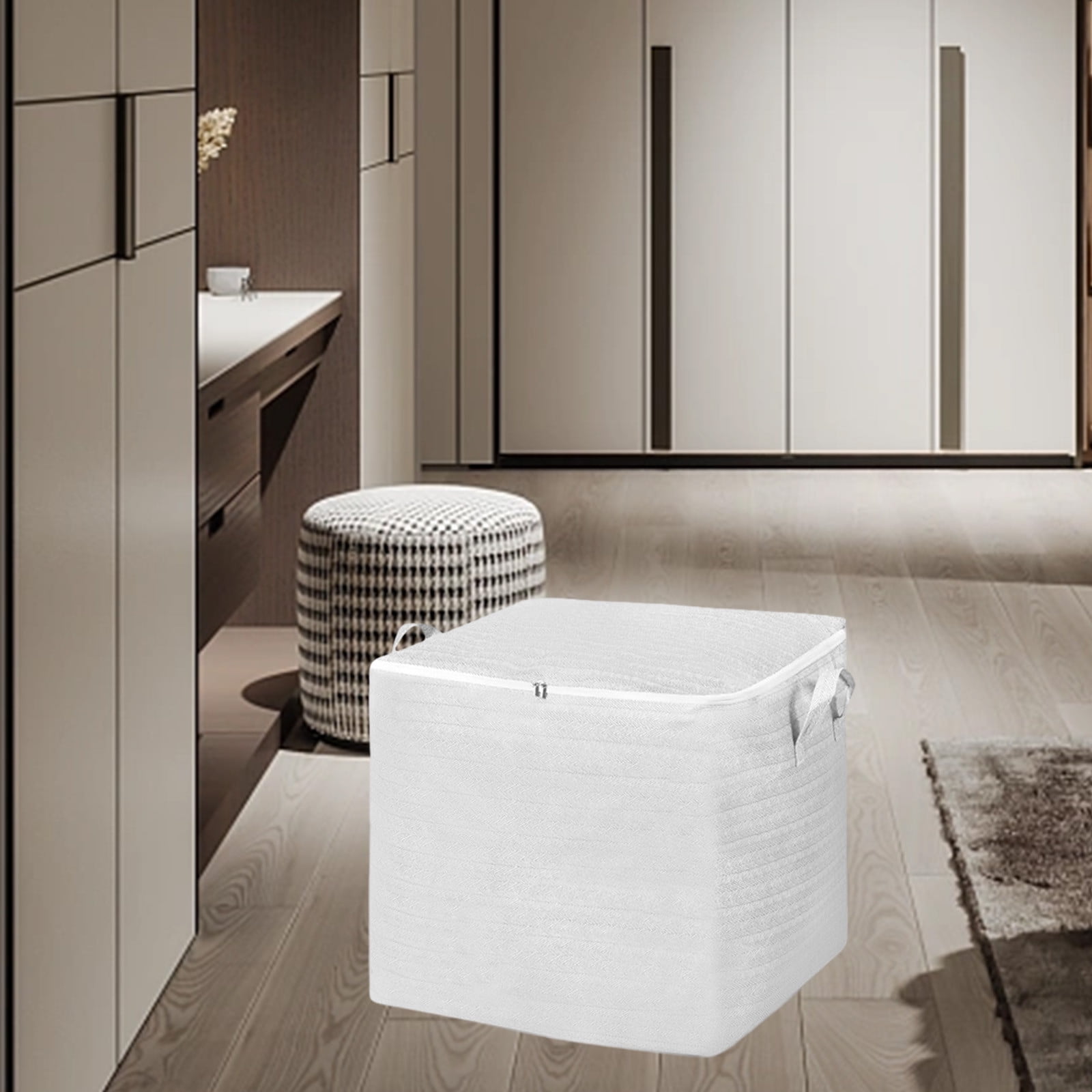 Large Linen Fabric Foldable Storage Bin, Cube Organizer Basket with ...