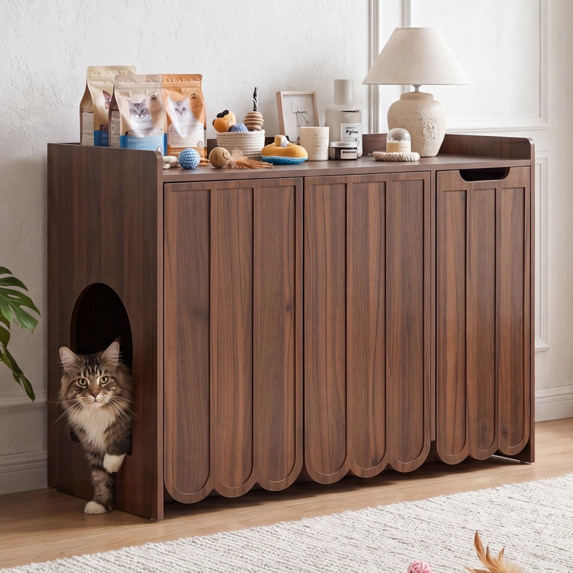 Large Litter Box Enclosure, Hidden Cat Litter Box for Automatic Litter ...