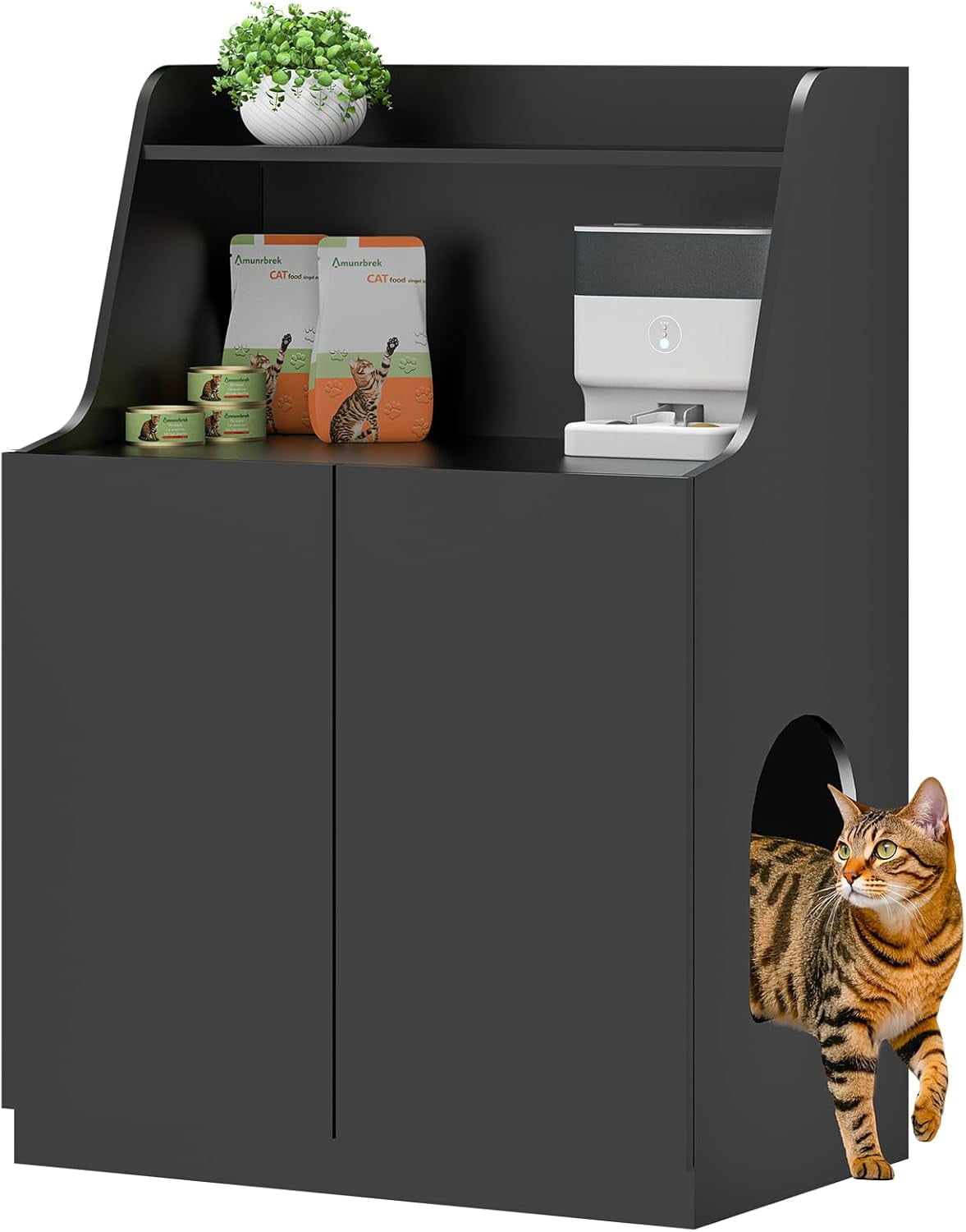 Large Litter Box Enclosure with Shelf, Tall Litter Box Furniture with ...