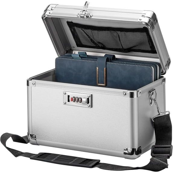 Large Lock Box Silver 11.2x7.4x6.8 Inch, Security Combination Lockable ...