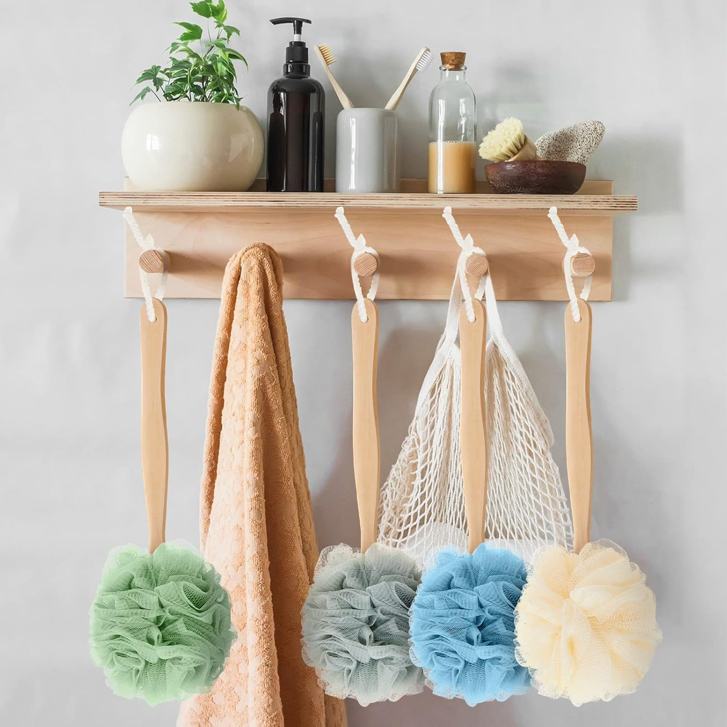 Large Loofah on a Stick Shower Loofah with Long Handle Back Scrubber ...