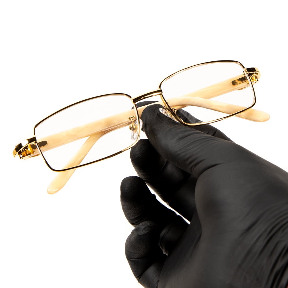 Large Luxury Men's Classic Square Retro 90's Aviator Gold Frame Eye ...