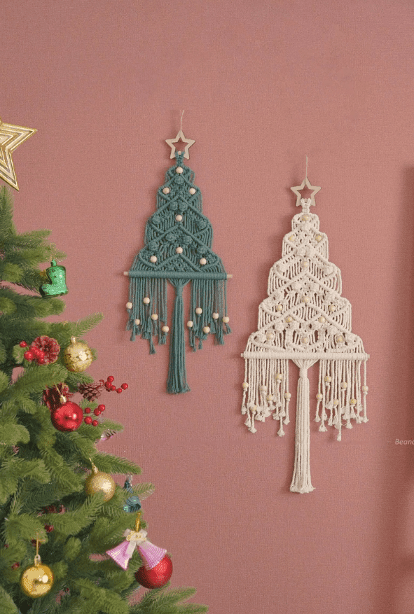 Large Macrame Christmas Tree, Holiday Decor, Mid Century Modern, Family ...