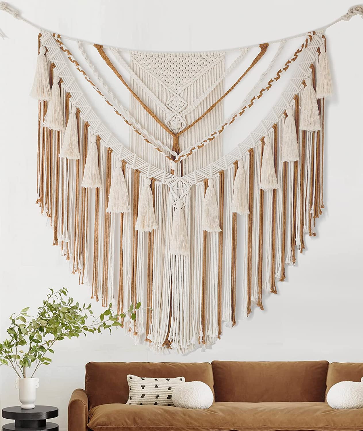 Large Macrame Wall Hanging 47" Wx 55" L Brown Macrame Wall Decor Boho ...