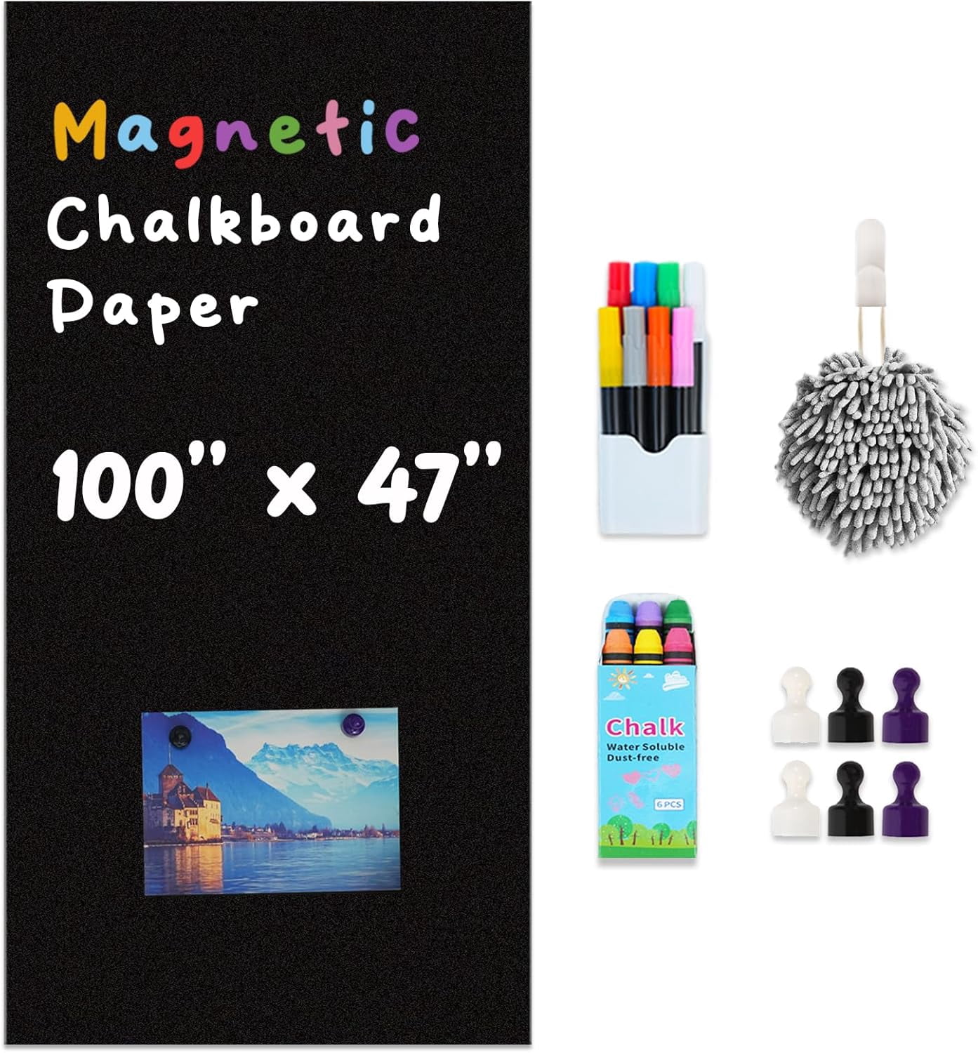 Large Magnetic Chalkboard Surface 100" x 47" Self Adhesive & Matte ...