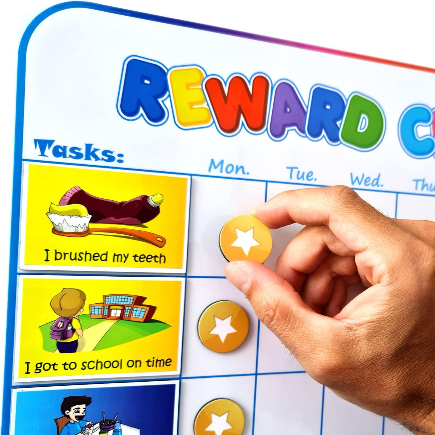 Large Magnetic Reward Chart for Kids - 127 Pre-Written Stickers ...