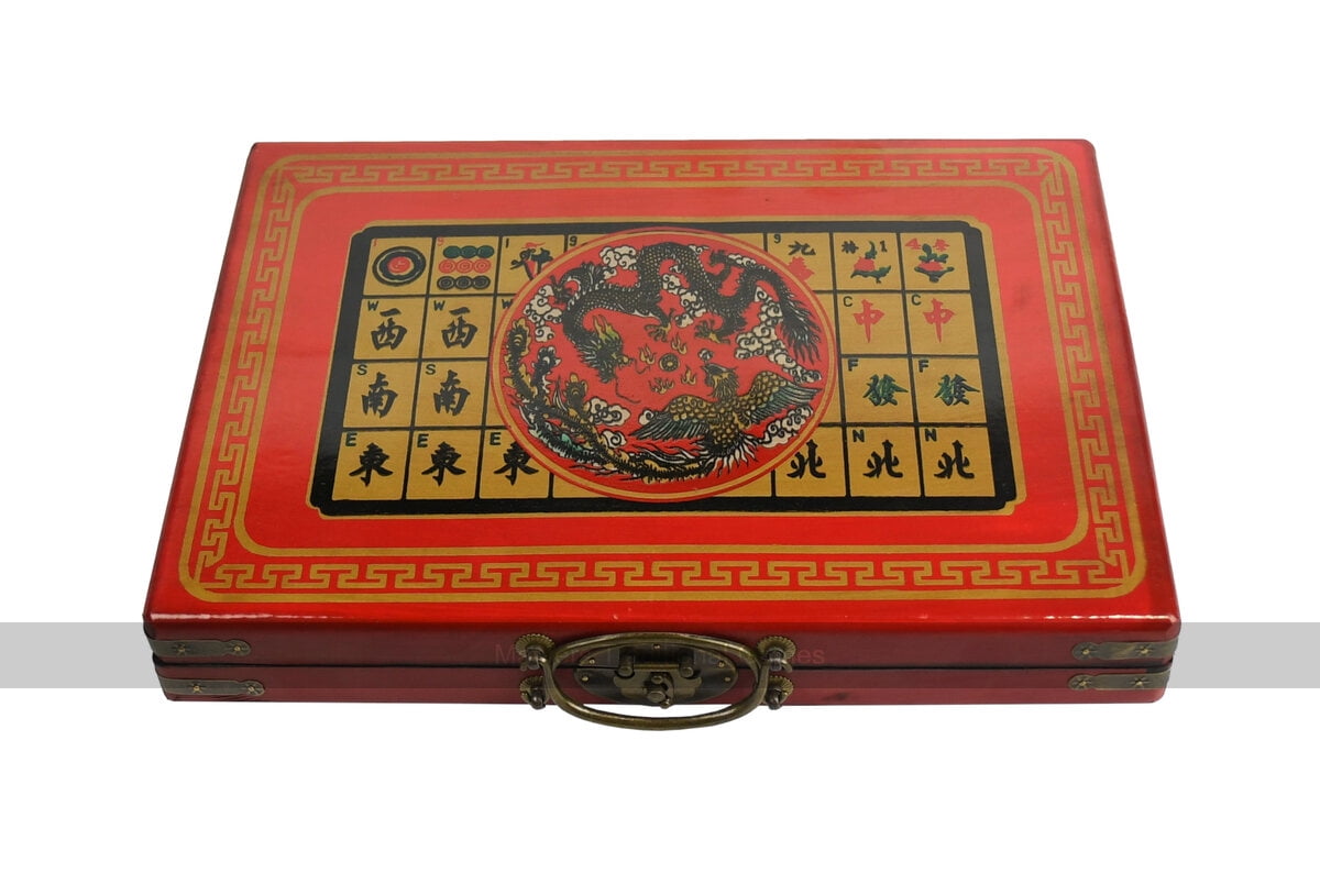 Walmart Large Mah Jong Set with XL 35mm Game Pieces in Red Leatherette ...
