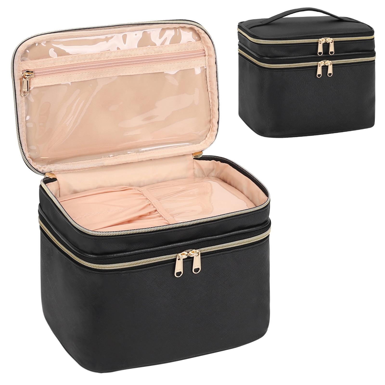 Large Makeup Bag Cosmetic Bags for Women 2 Layers Make Up Travel Bag ...